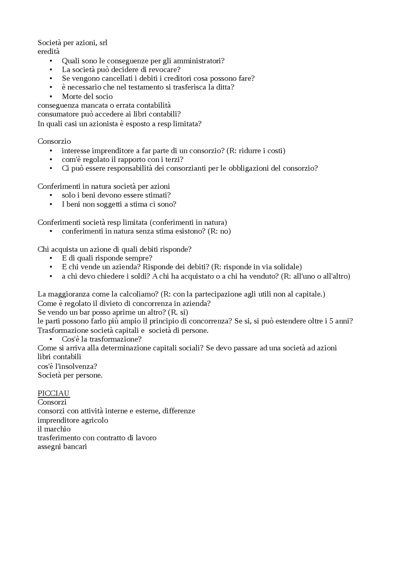 Domande Diritto Commerciale Prof Scano Docsity