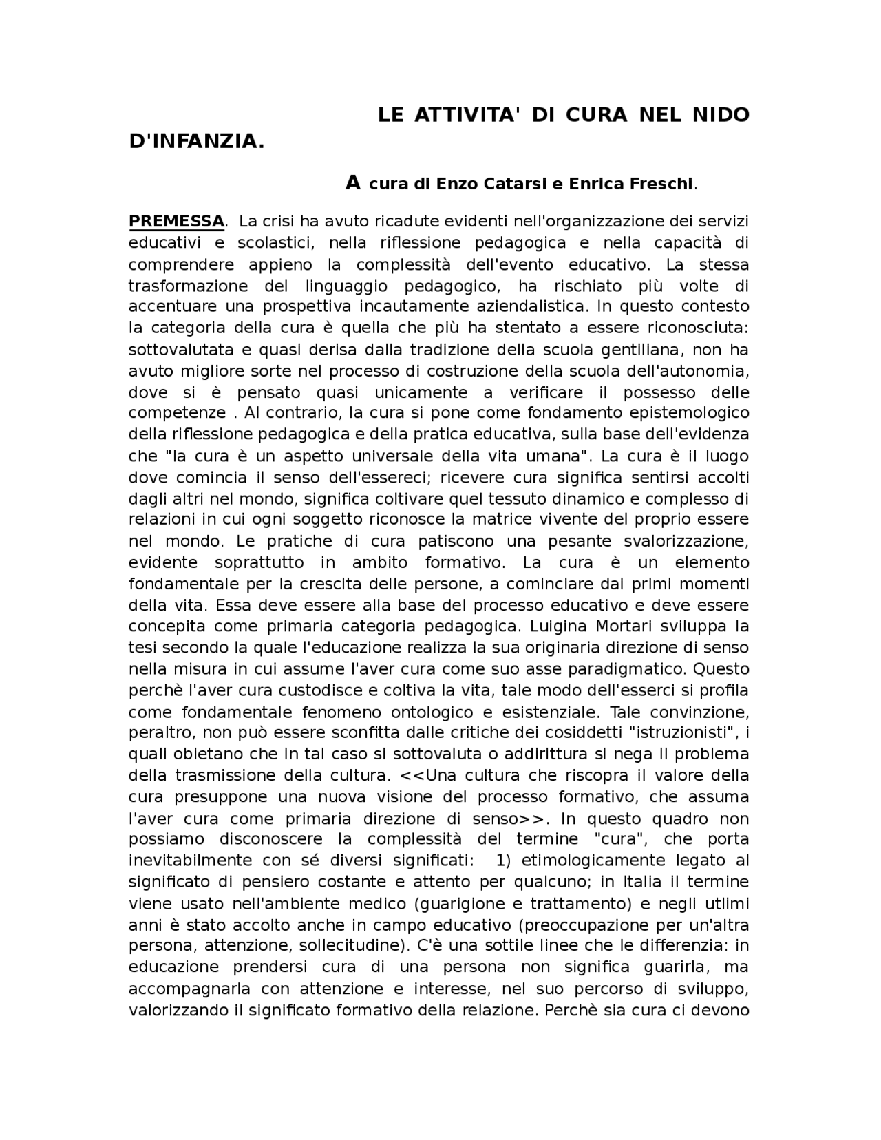 Le Attività Di Cura Nel Nido Docsity