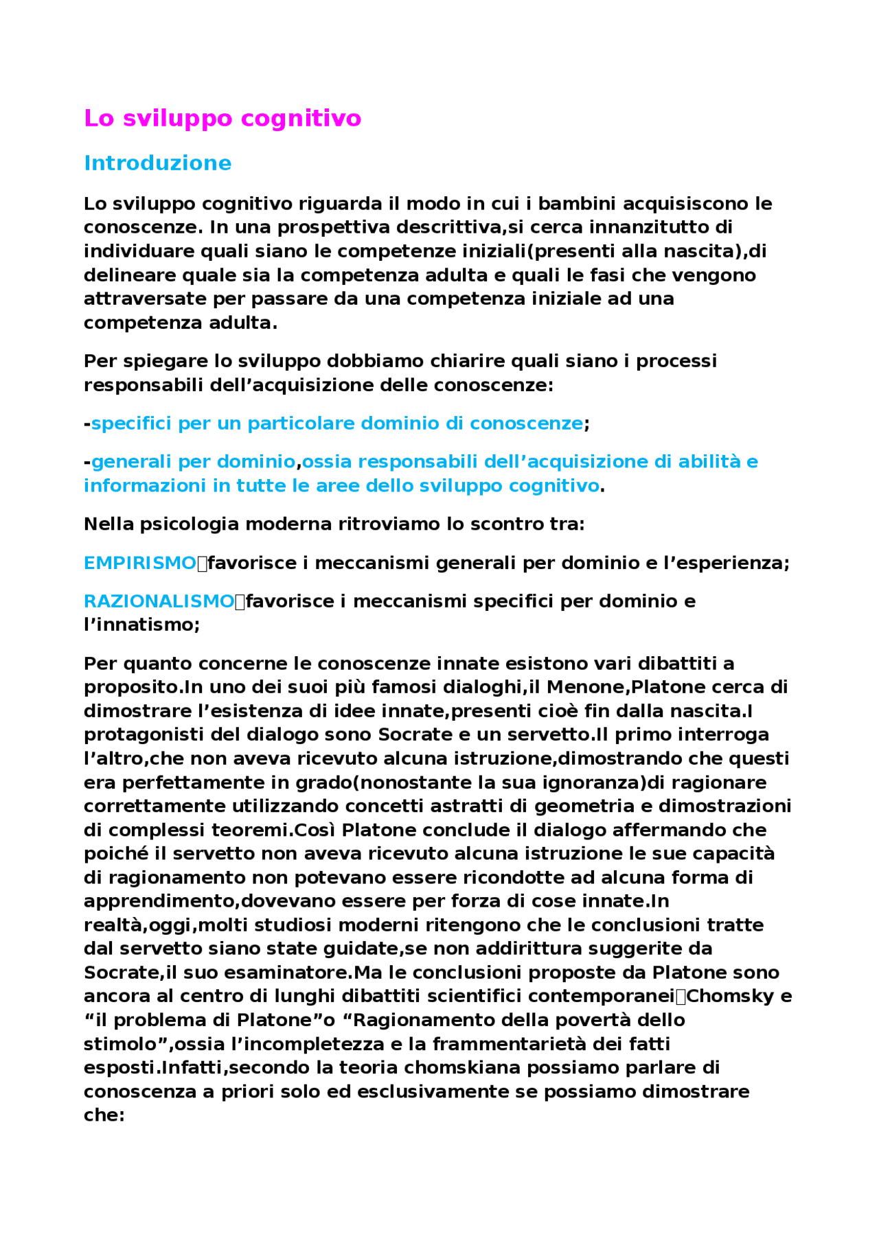 Lo Sviluppo Cognitivo L Surian Docsity