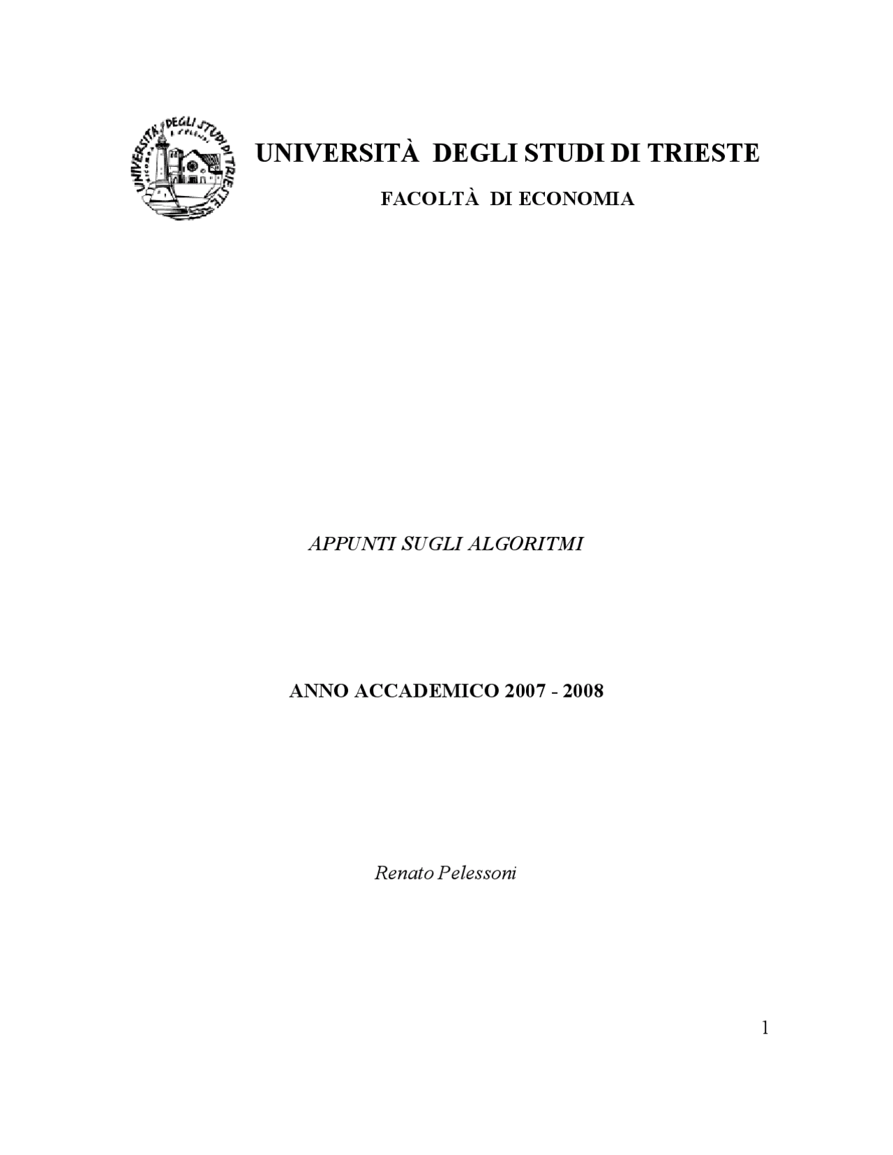 Appunti Sugli Algoritmi Docsity