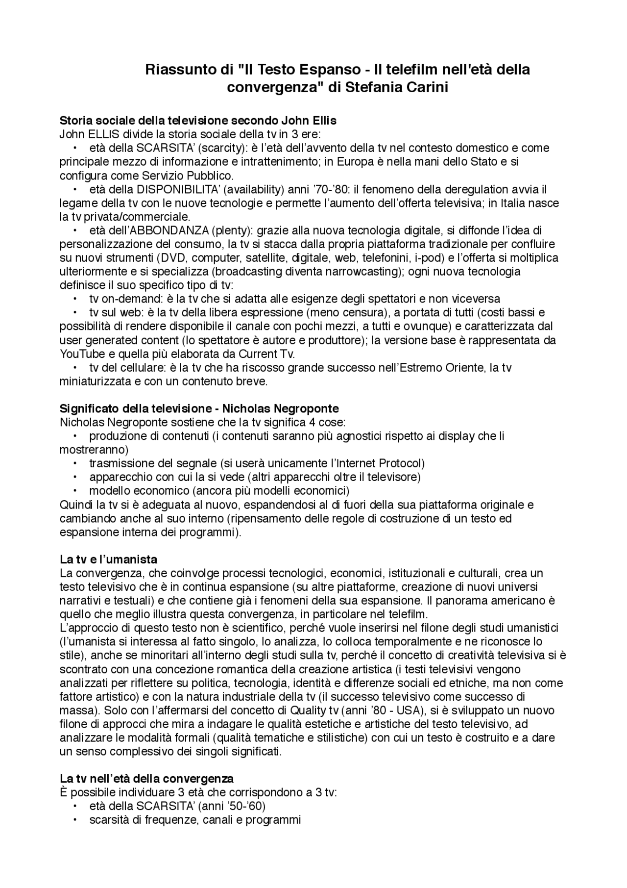 Il Testo Espanso Carini Docsity