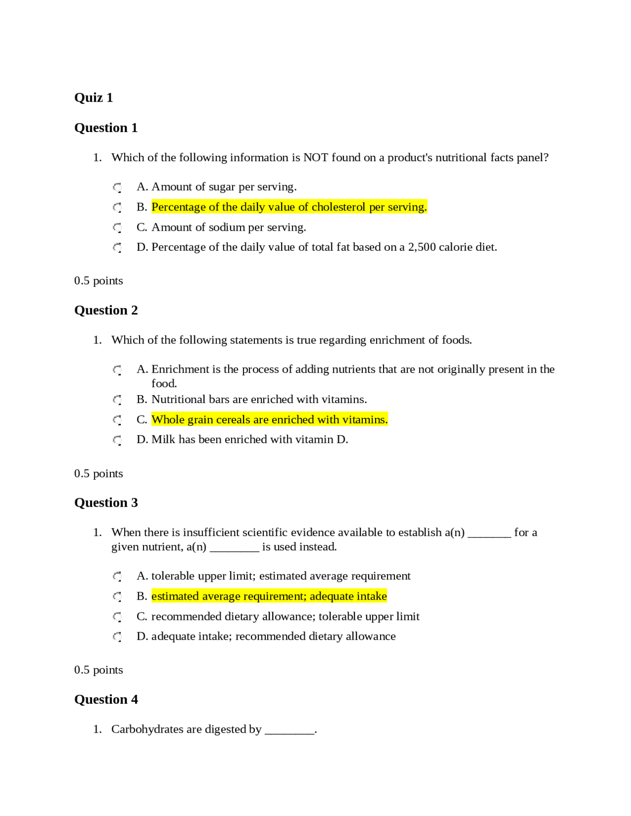 Quiz 1 with Answer Key - Nutrition and Physical Fitness | KHP 240 ...