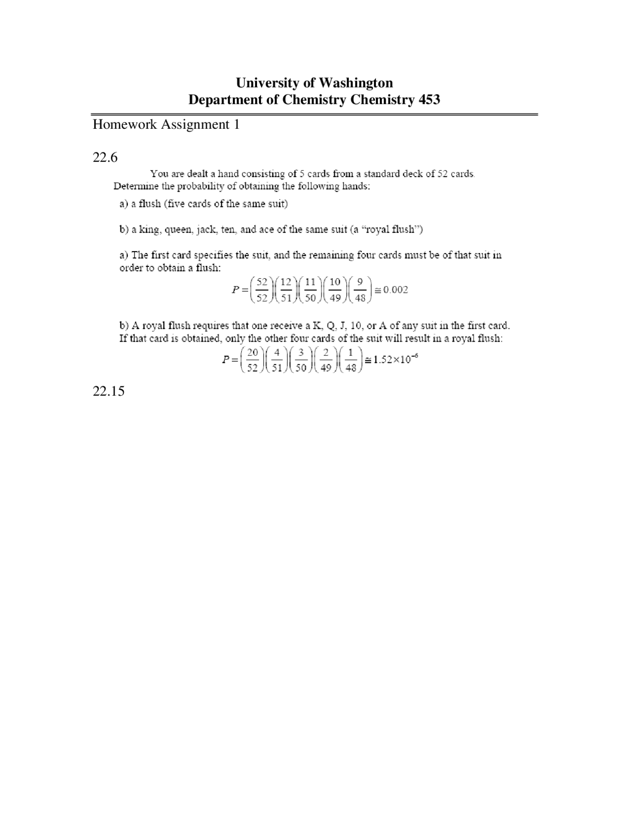 Homework 1 With Answer Key Physical Chemistry Biochemistry Ii Chem