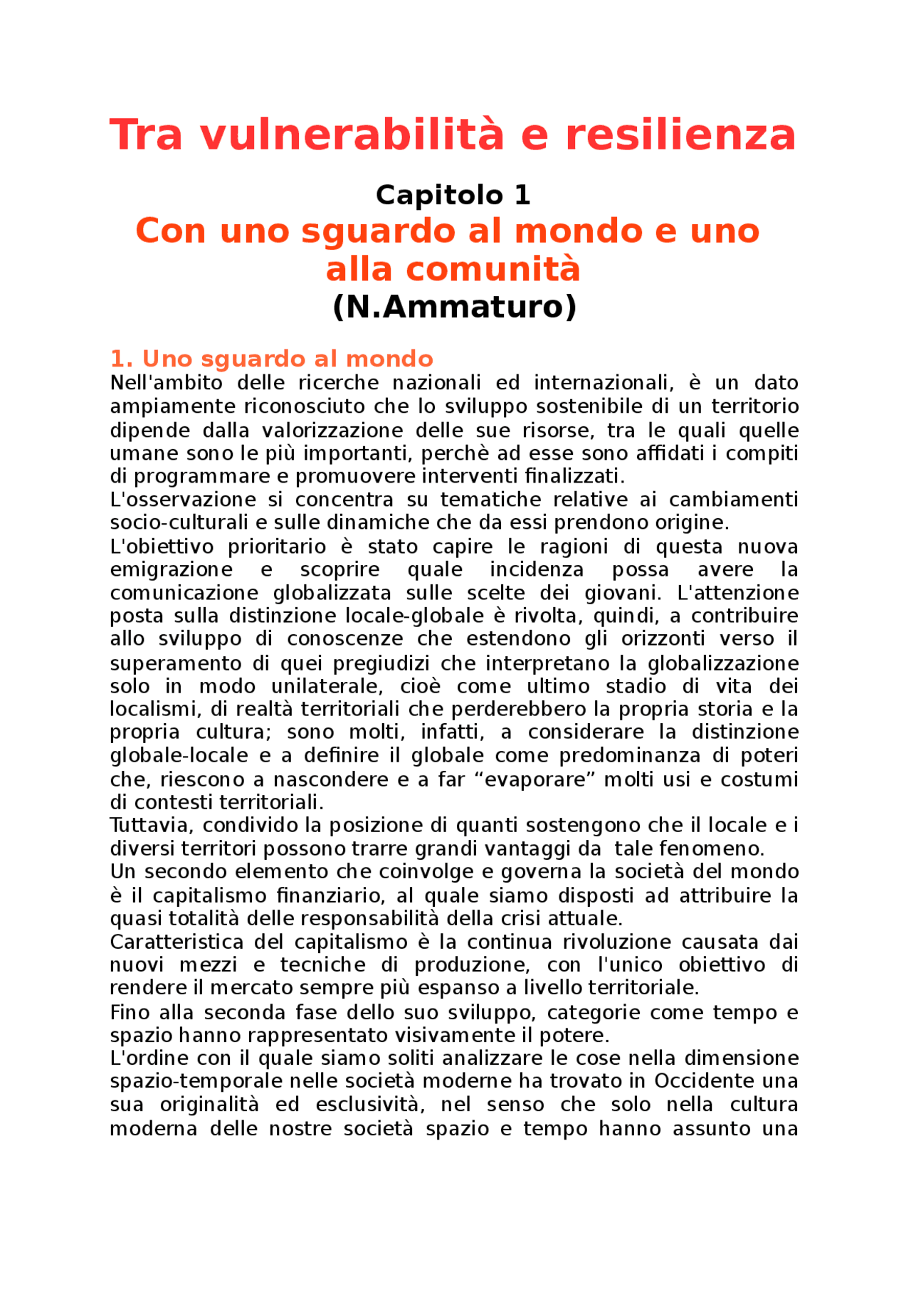 Tra Vulnerabilità E Resilienza Docsity