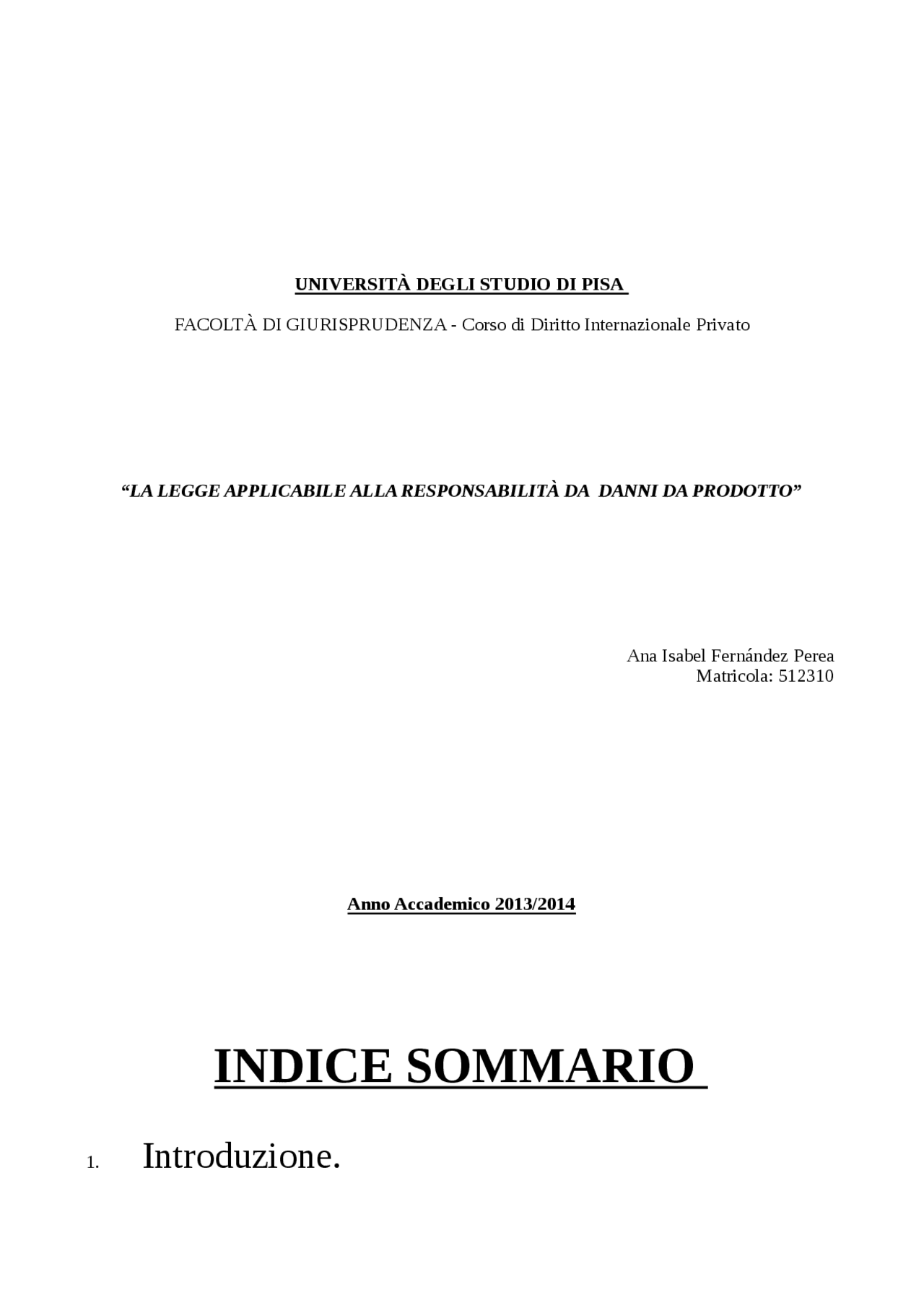 La legge applicabile alla responsabilità da danno da prodotto - Docsity