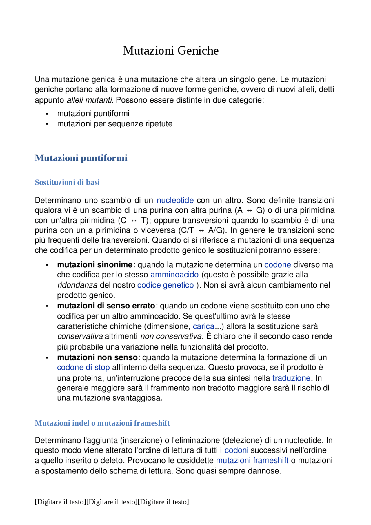 Mutazioni Geniche Docsity