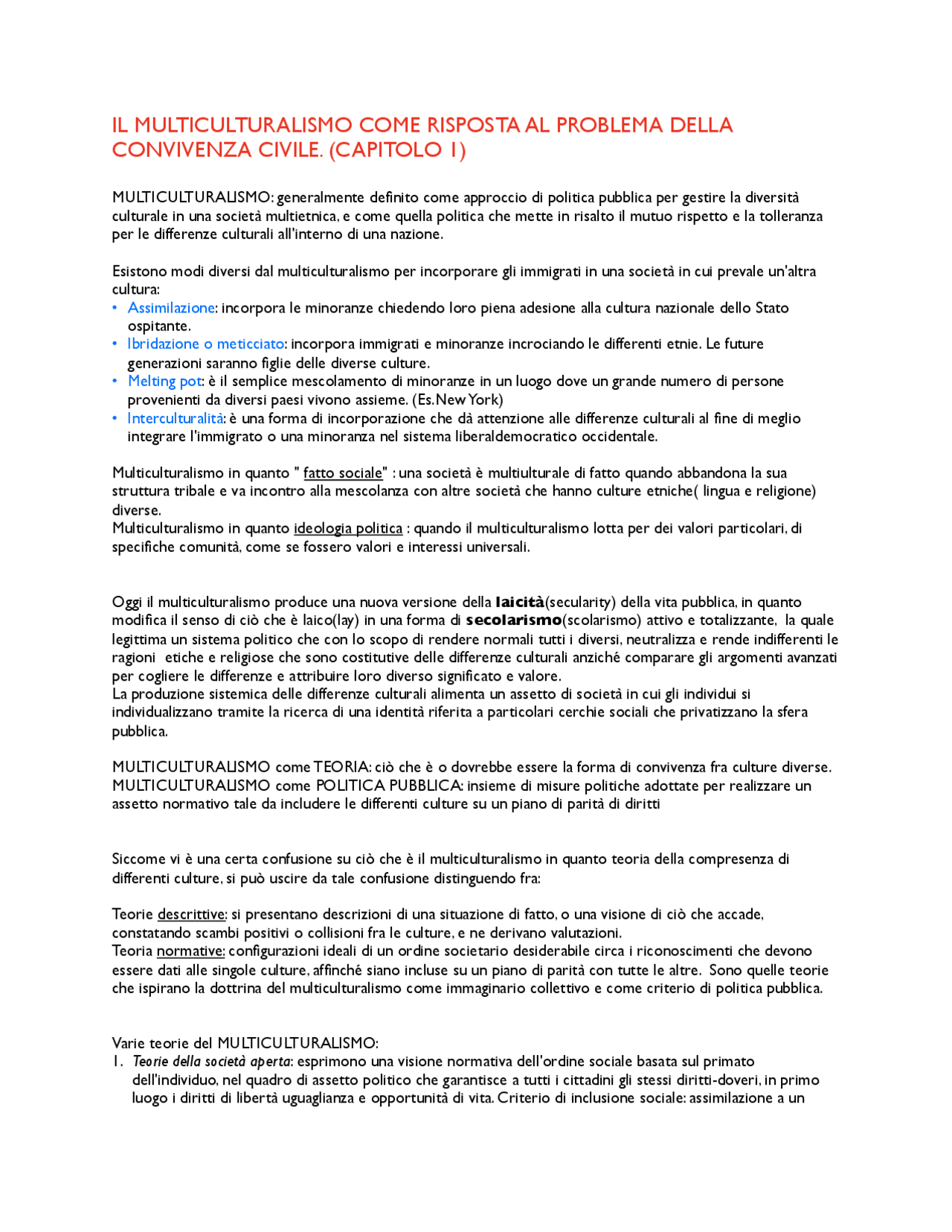 Oltre il multiculturalismo Parte 2 - Docsity