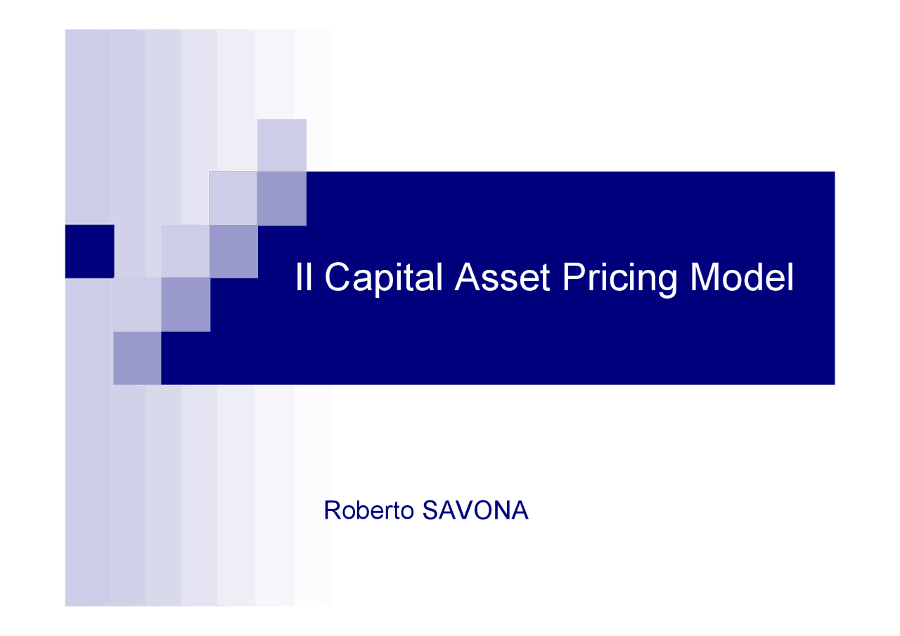 Capital Asset Pricing Model Docsity