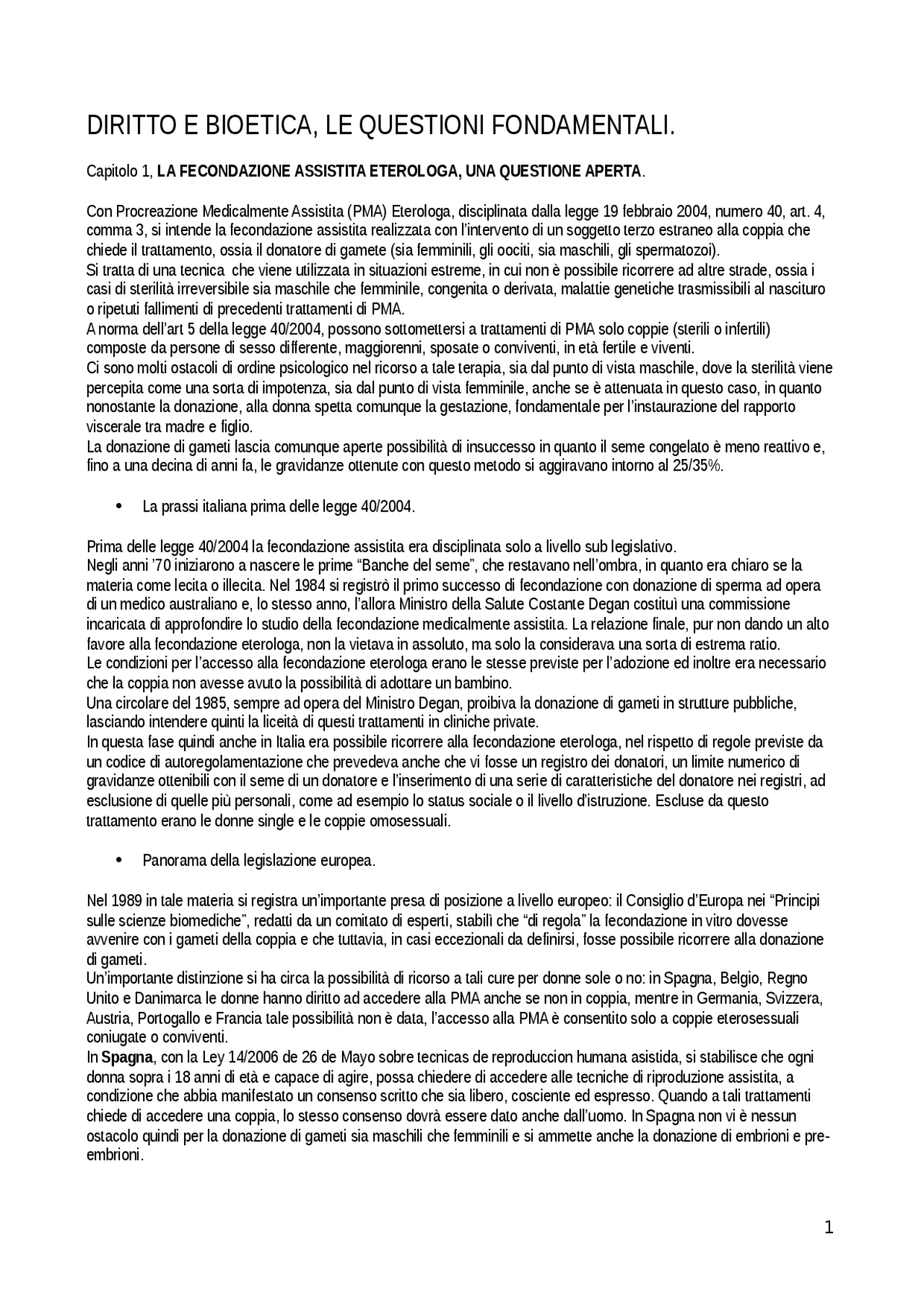 Diritto E Bioetica Docsity