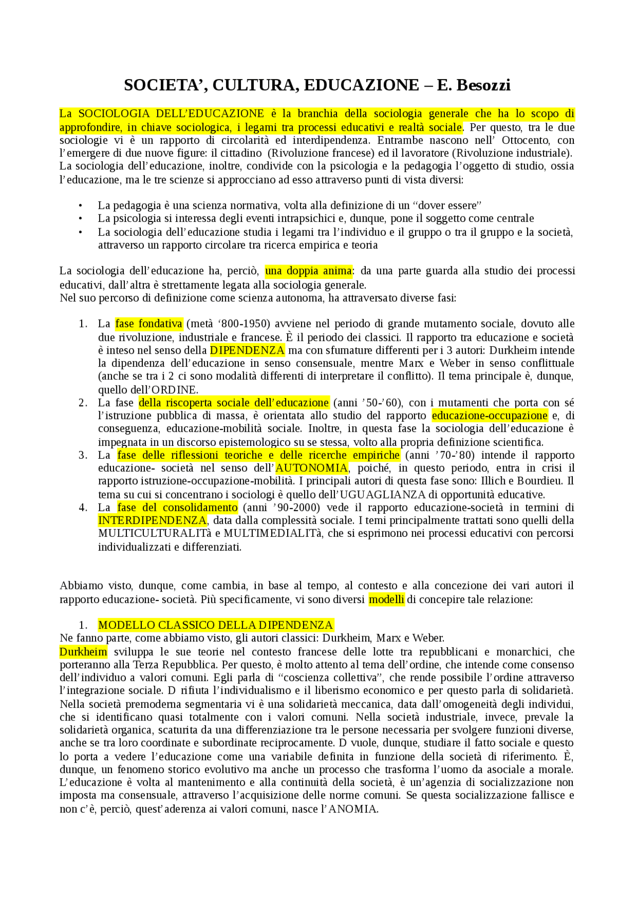 Besozzi E Socializzazione 1 Docsity
