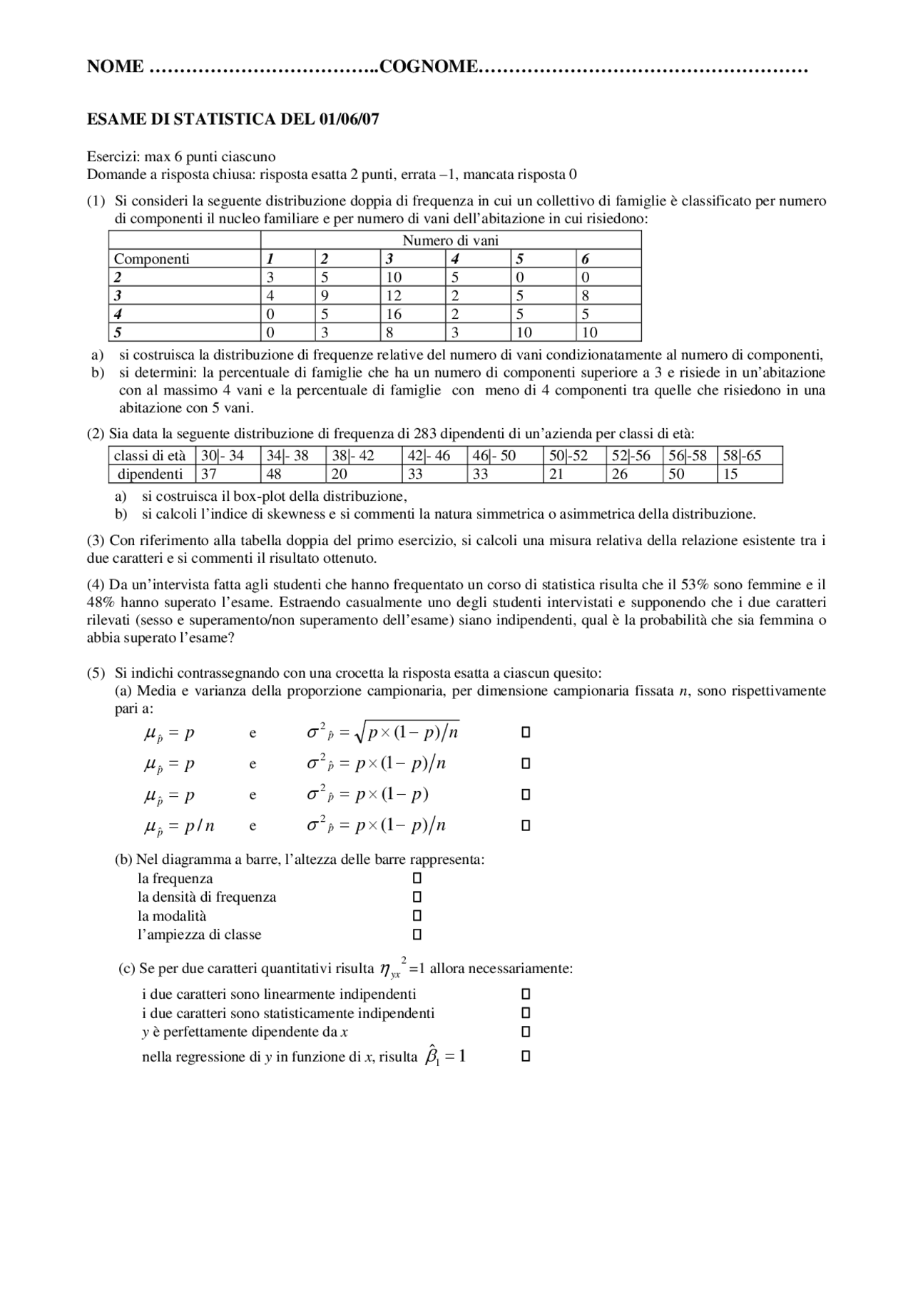 Statistica Docsity