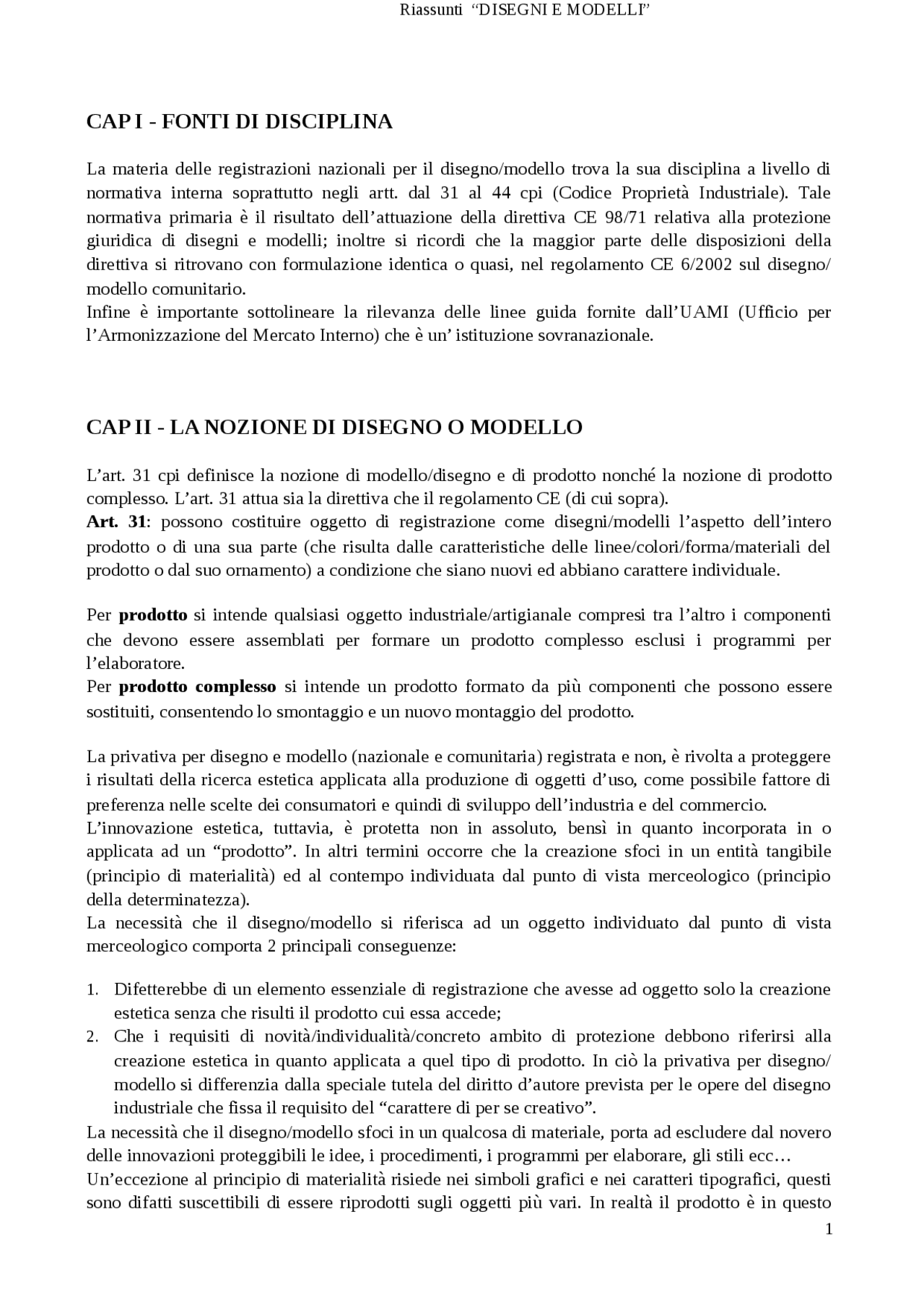 Disegni E Modelli 1 Docsity
