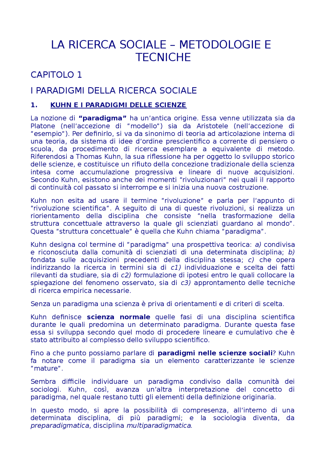 La Ricerca Sociale Metodologie E Tecniche Docsity