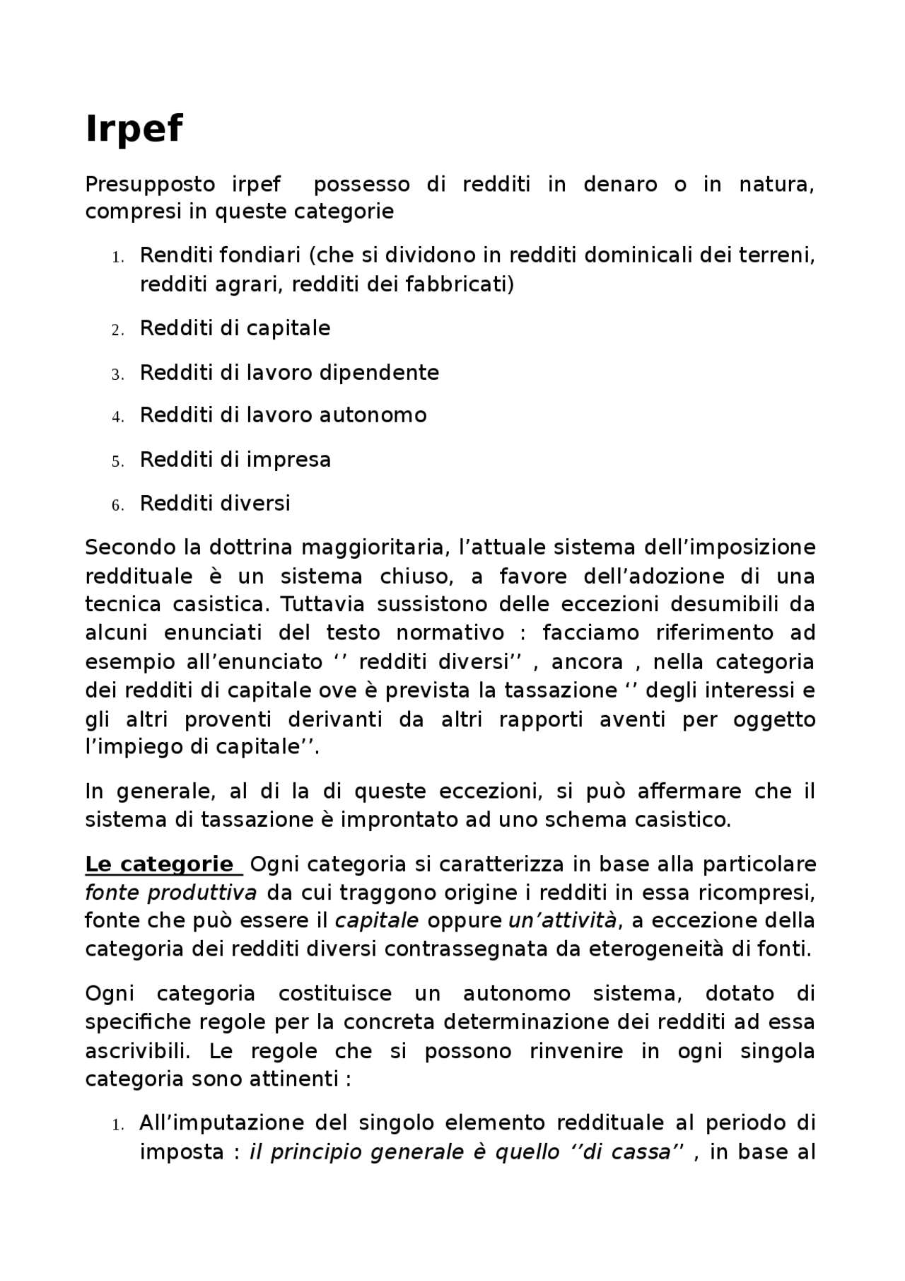 Irpef Riassunto Dal Falsitta Parte Speciale Docsity