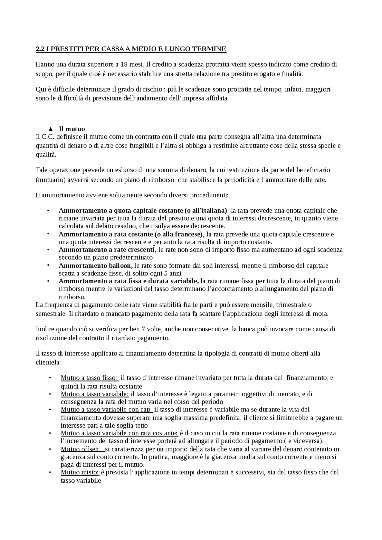 Riassunto Operazioni Bancarie Docsity
