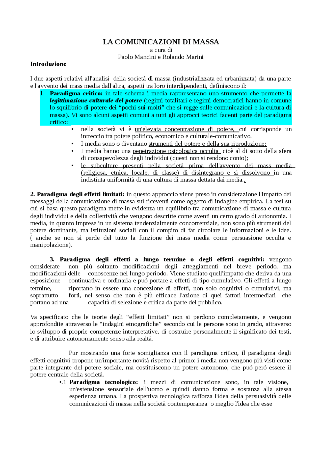 Le Comunicazioni Di Massa Docsity