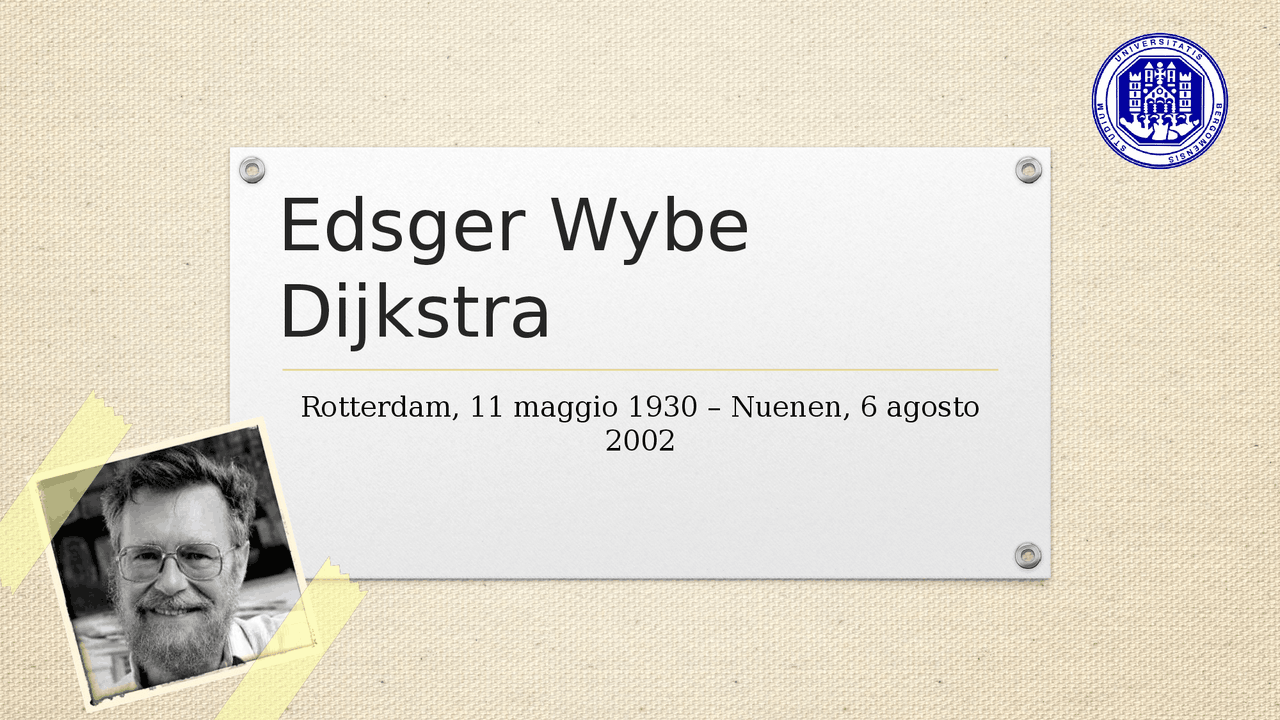Edsger Wybe Dijkstra - Docsity
