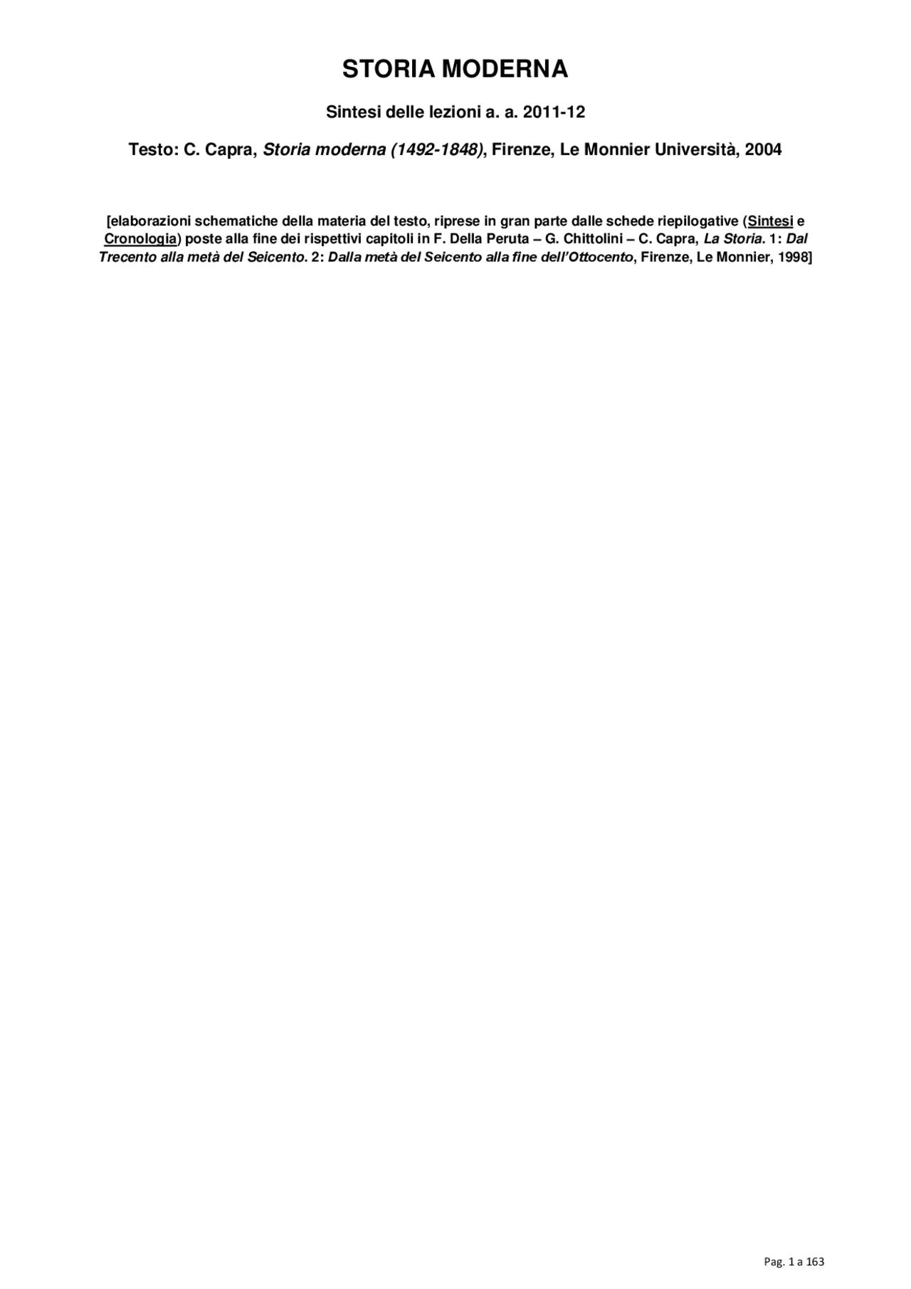 Riassunto Storia Moderna (1492-1848) - Carlo Capra - Docsity