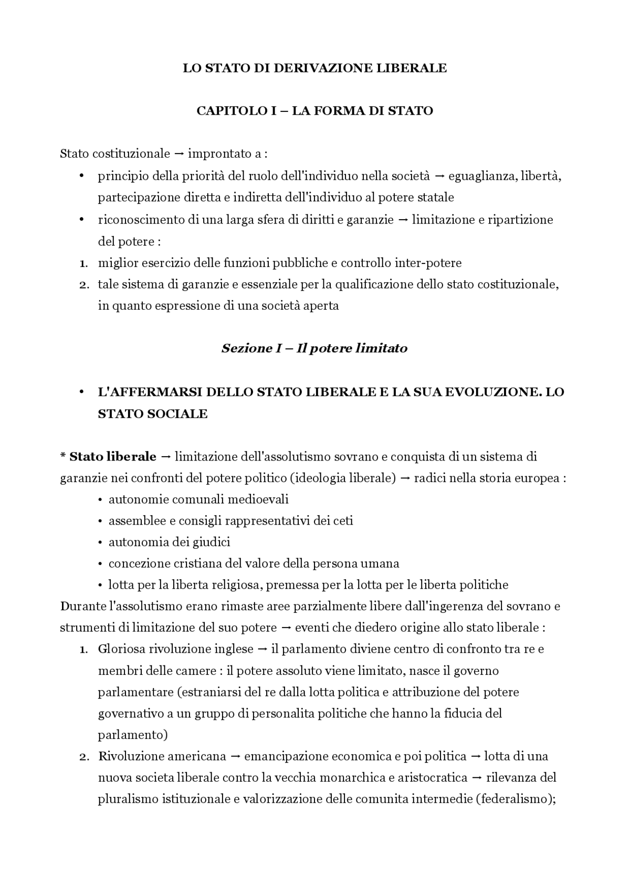 Lo Stato Diritto Pubblico Comparato Docsity