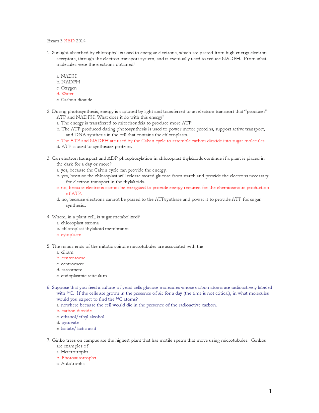 Examination 3 with Solutions - Principles Molecular and Cellular ...