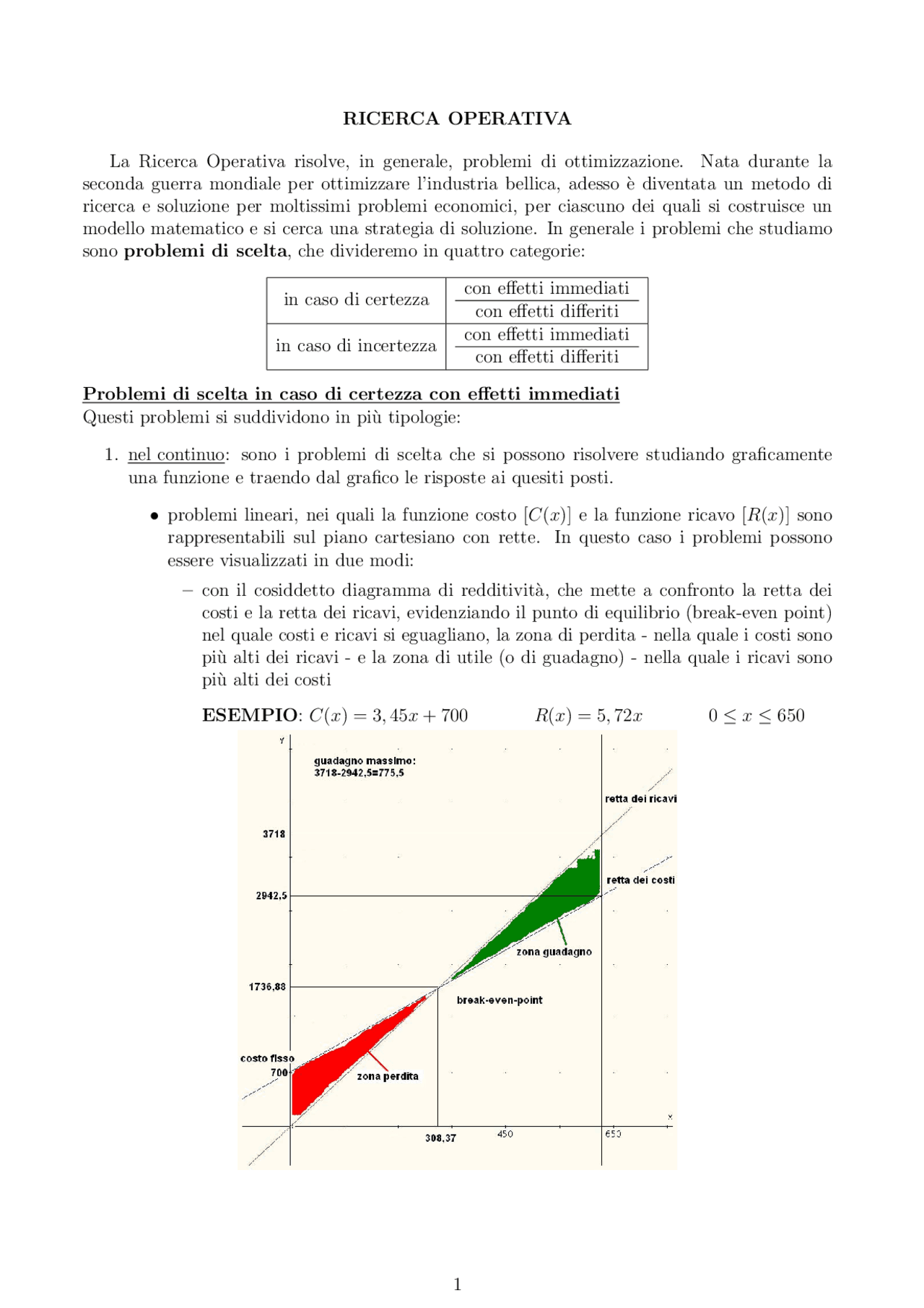 Ricerca Operativa Docsity