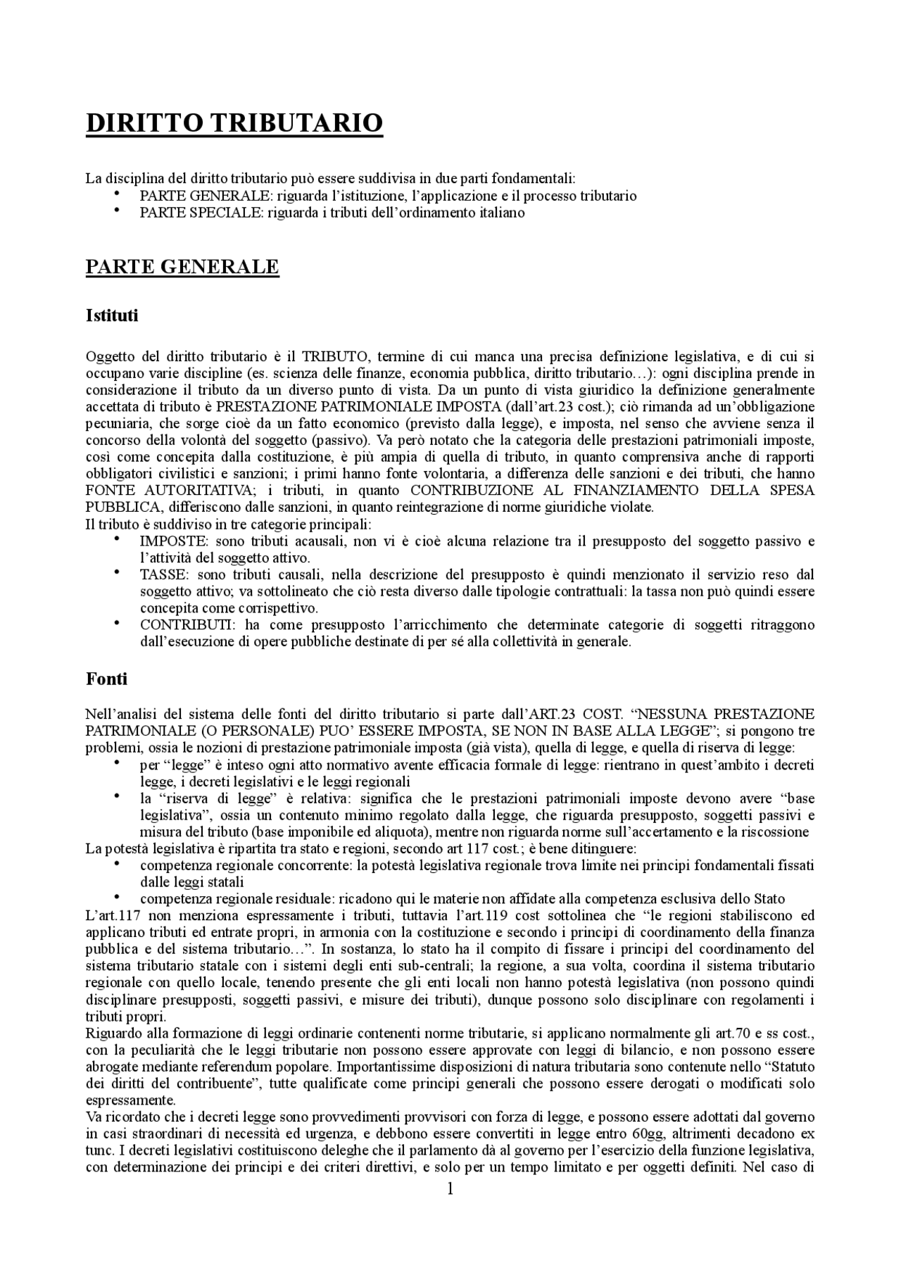 Diritto Tributario Docsity