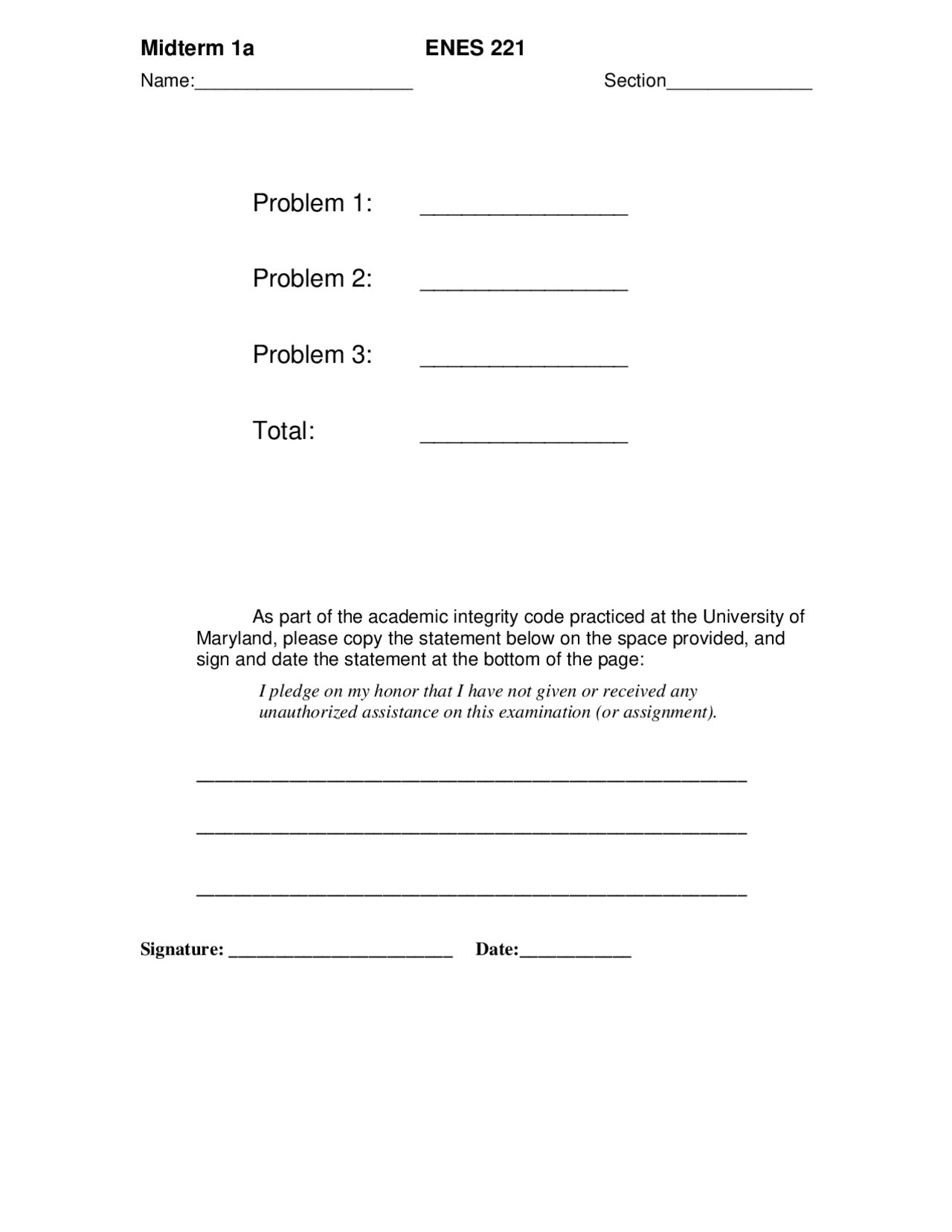 Midterm 1a Questions Dynamics Enes 221 Docsity