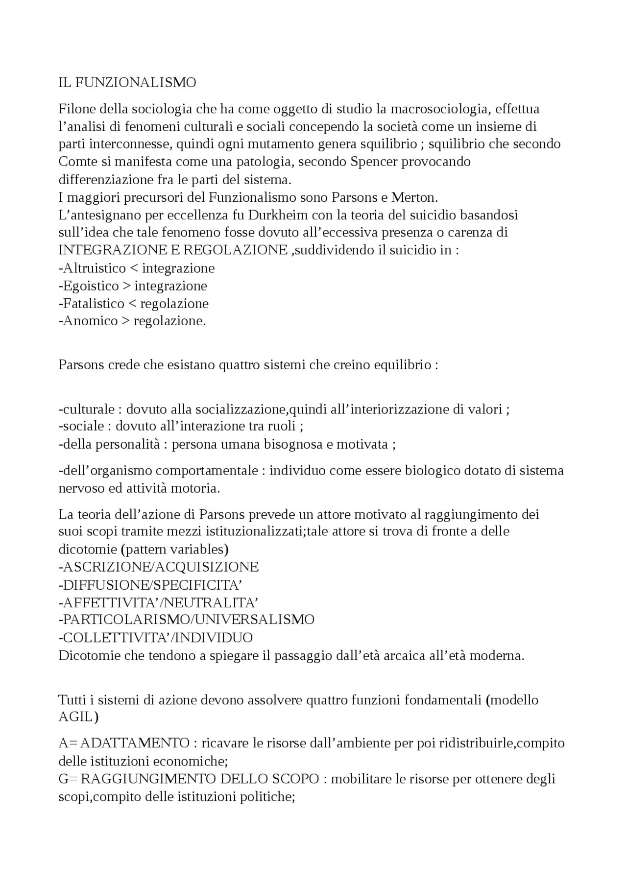 Il Funzionalismo Docsity