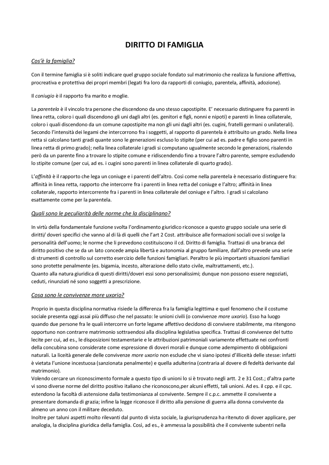 Diritto Di Famiglia Docsity