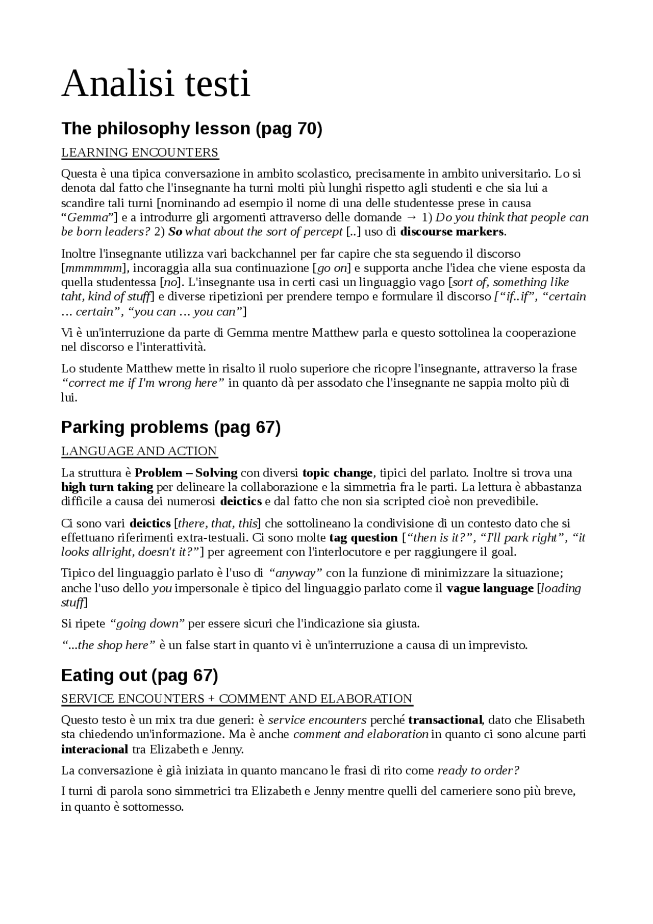 Analisi Inglese Docsity