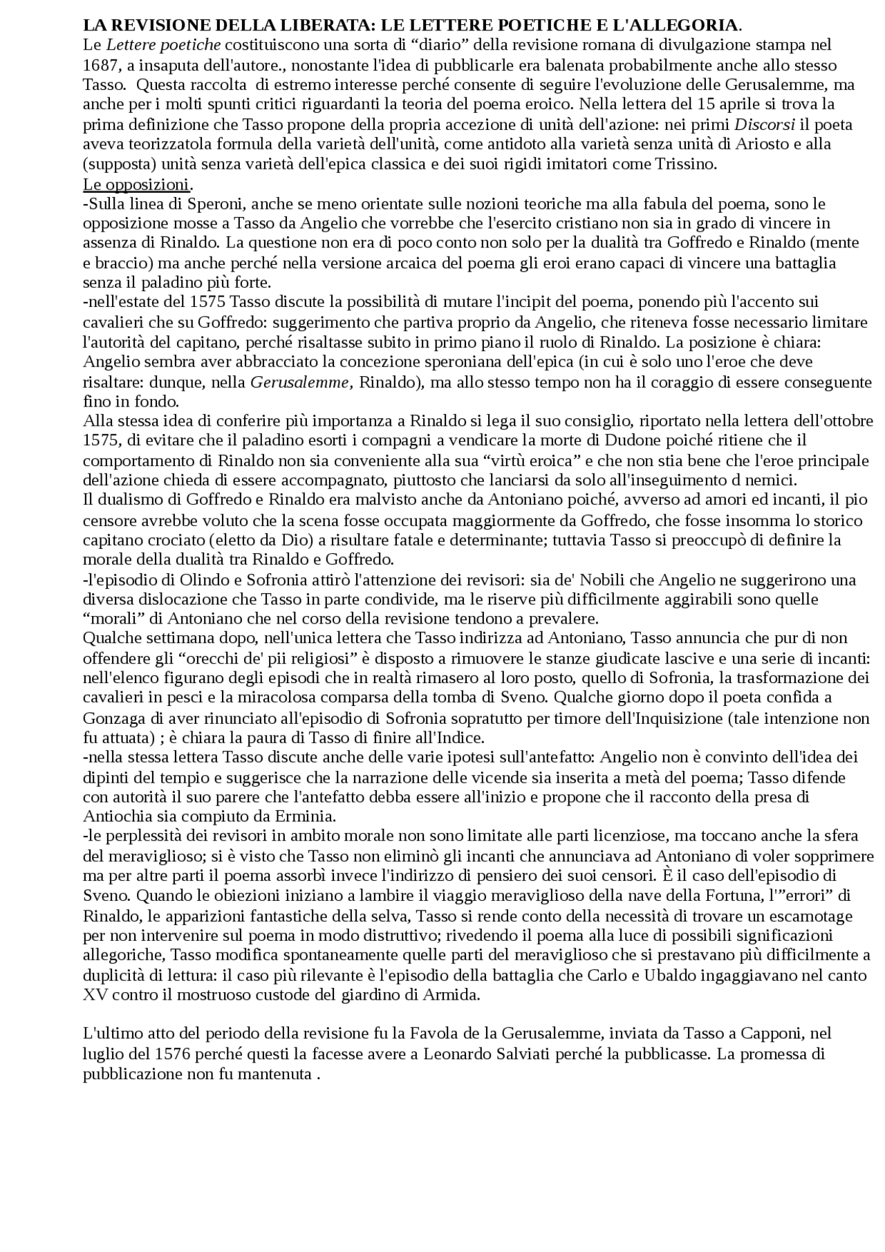 Riassunto Quarto Capitolo Del Tasso Di Claudio Gigante La Revisione