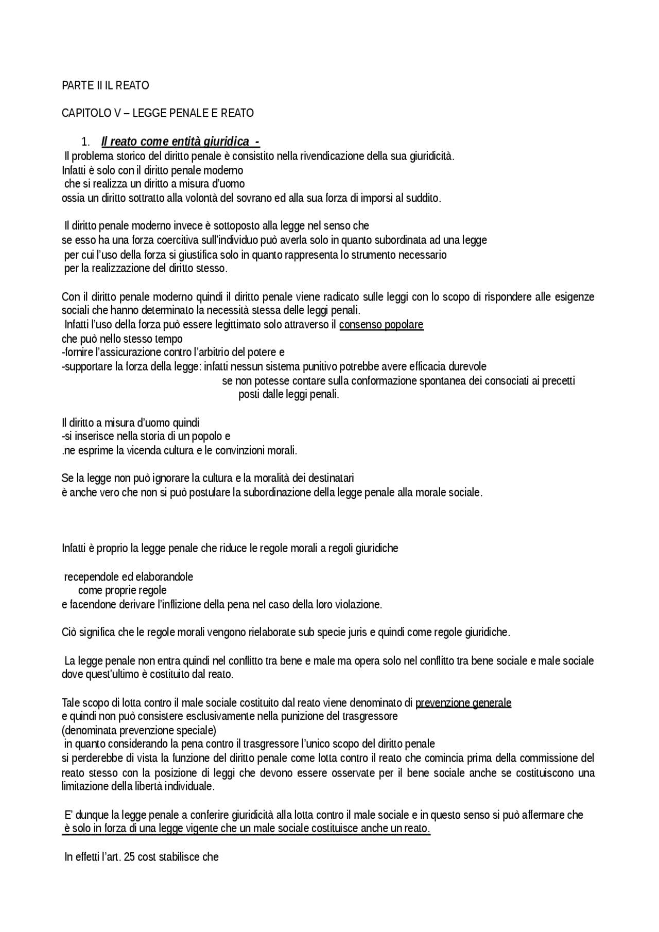 PARTE II IL REATO - Docsity