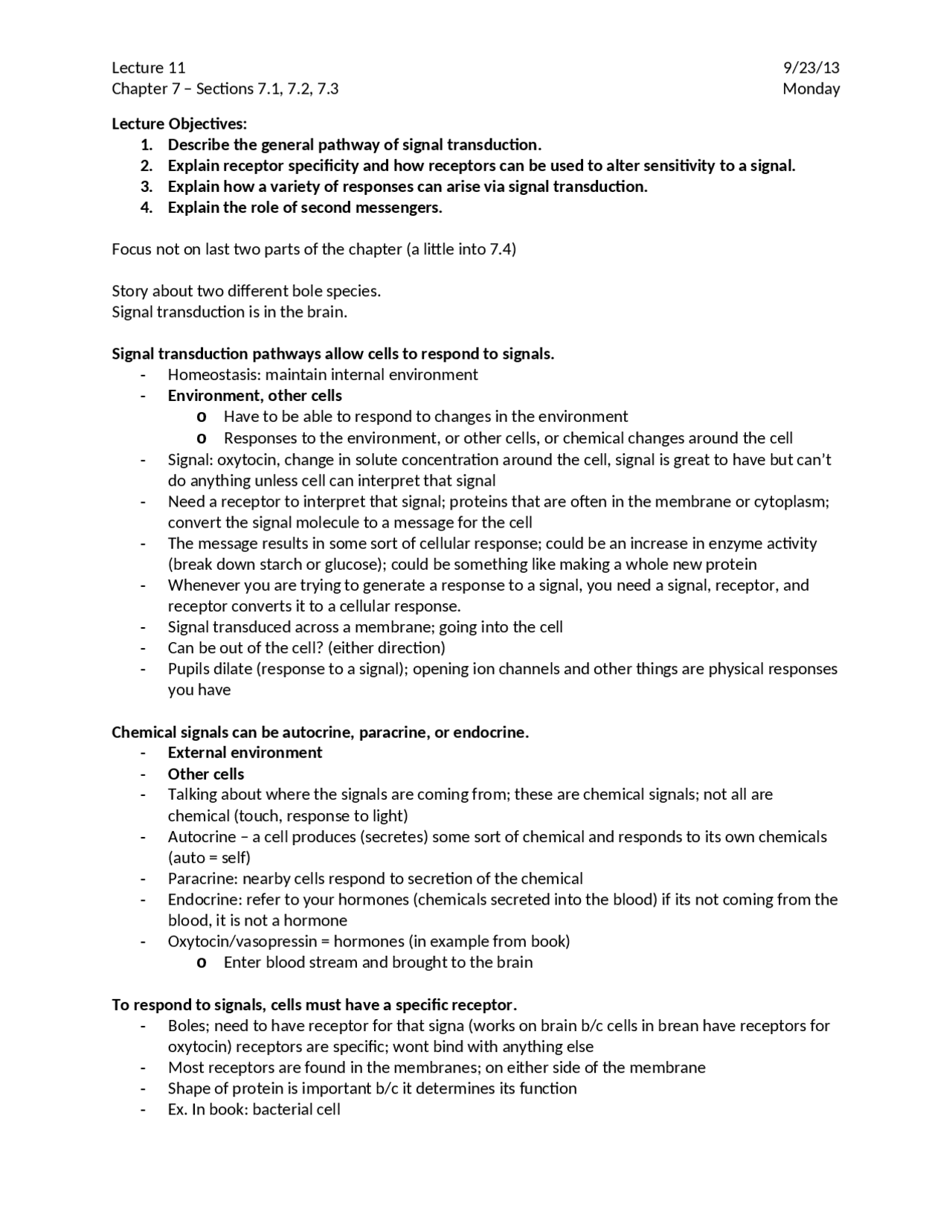 General Pathway Of Signal Transduction Lecture Notes Bisc 160 Docsity