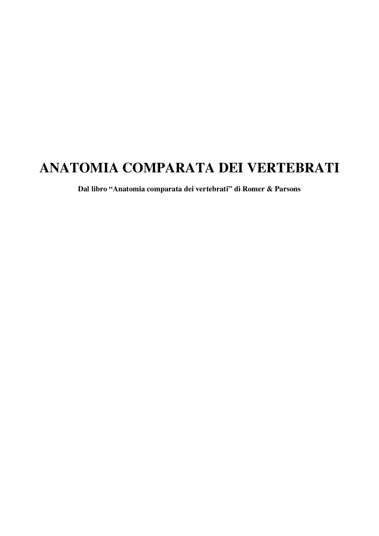 Riassunto Anatomia Comparata Dei Vertebrati Romer And Parsons Docsity