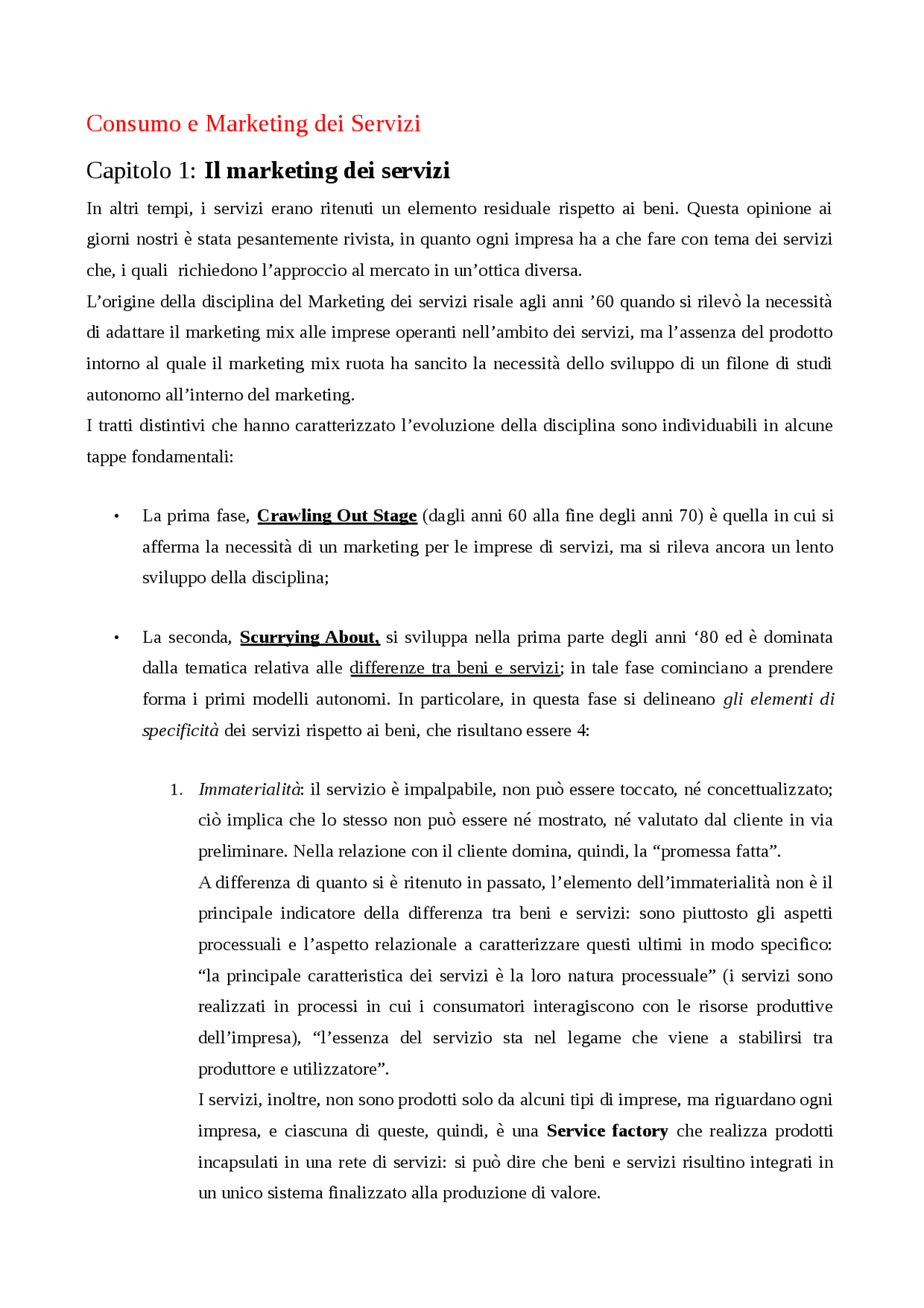 1 Consumo E Marketing Dei Servizi Docsity