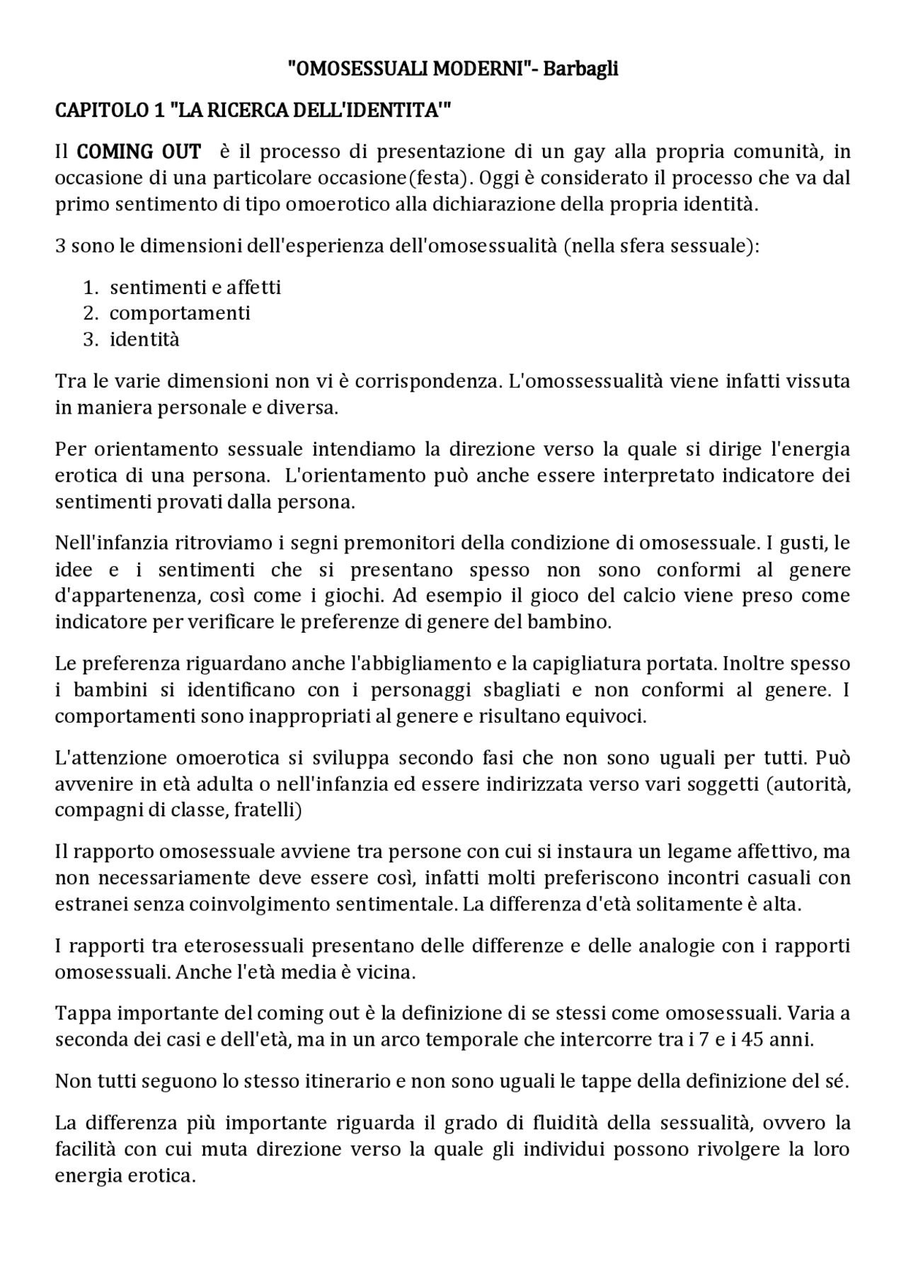 Omosessuali Moderni Riassunto Docsity