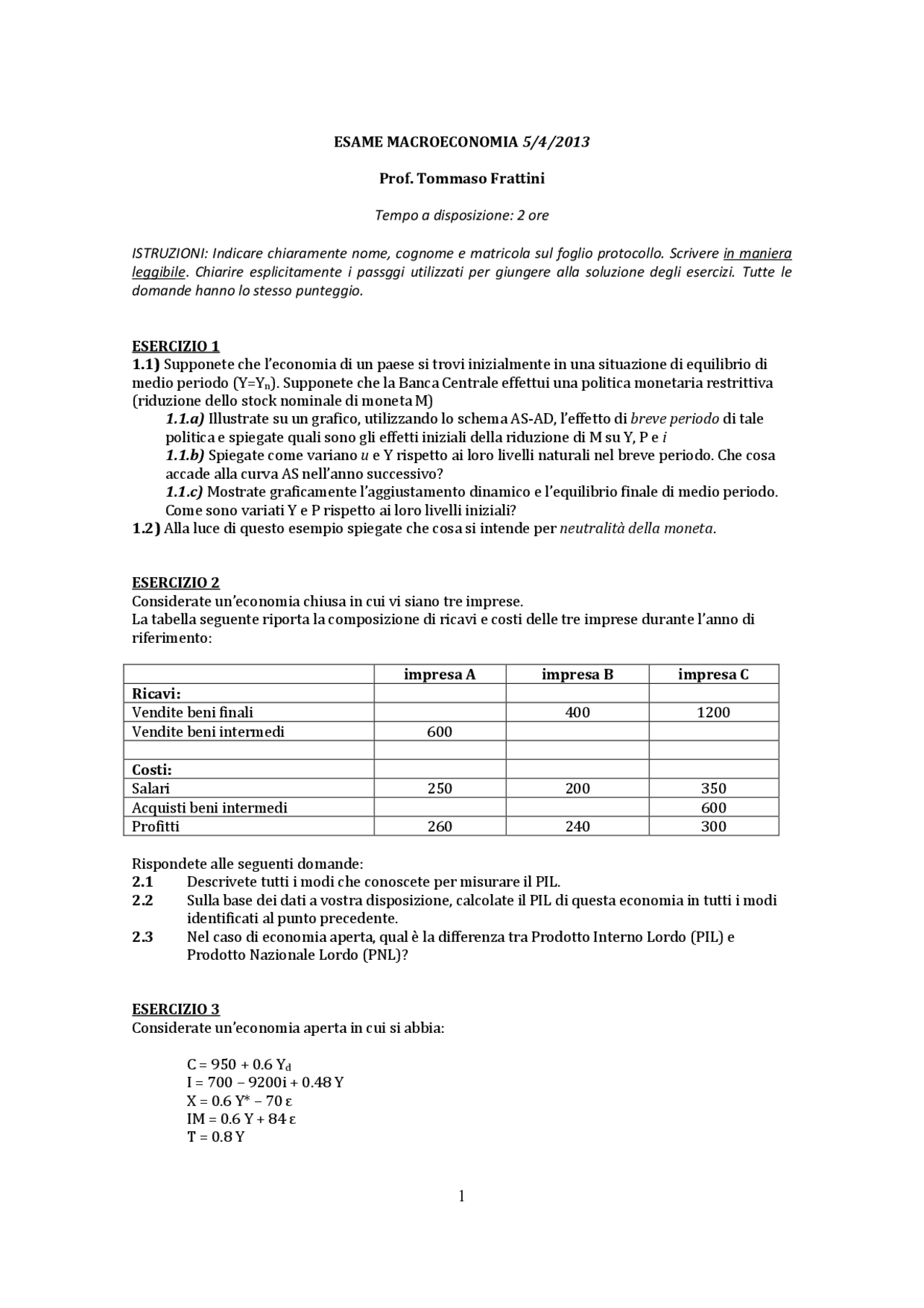 Esame Macroeconomia Docsity
