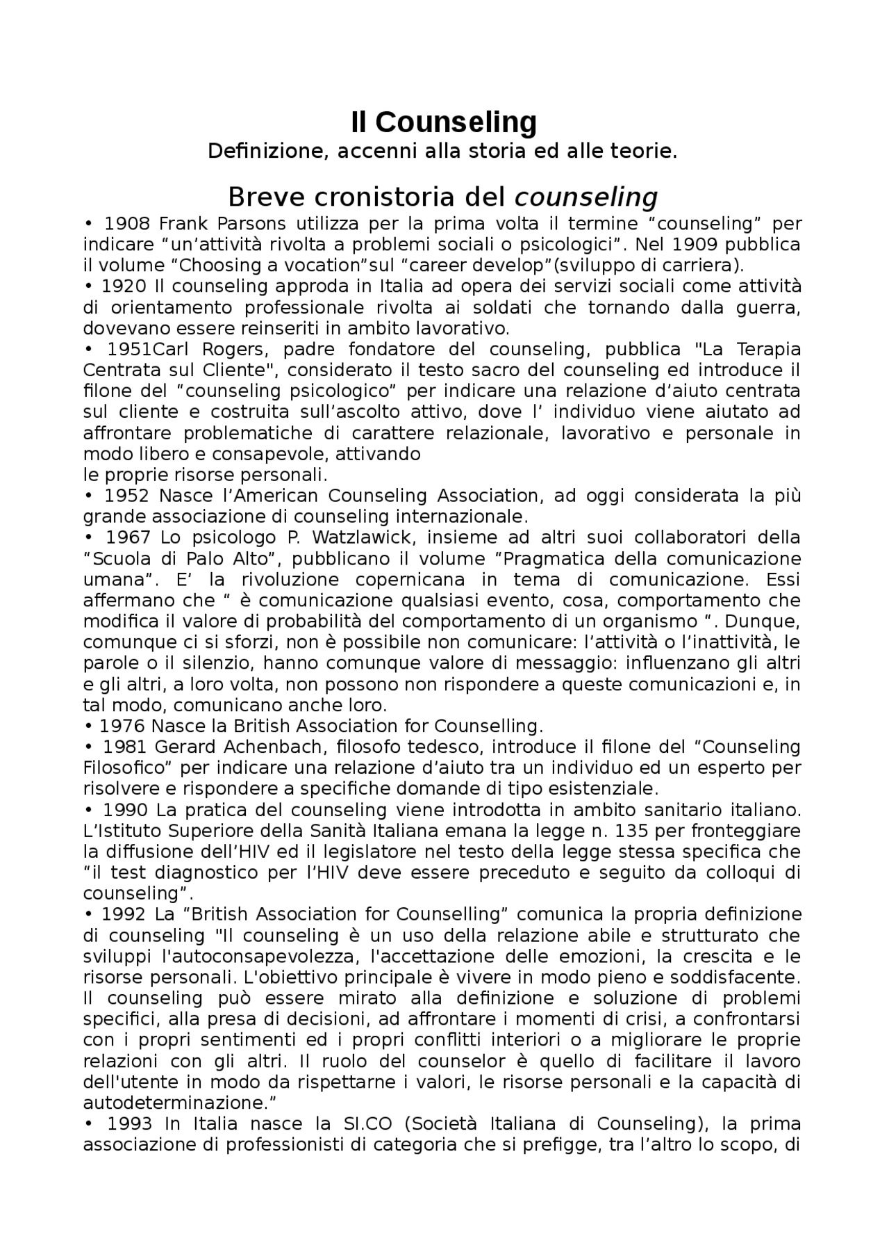 Il Counseling Docsity