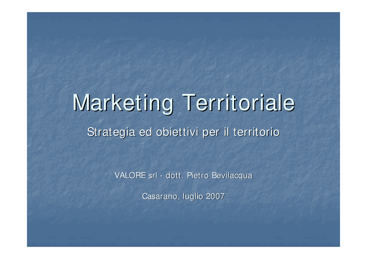 Marketing Territoriale Docsity
