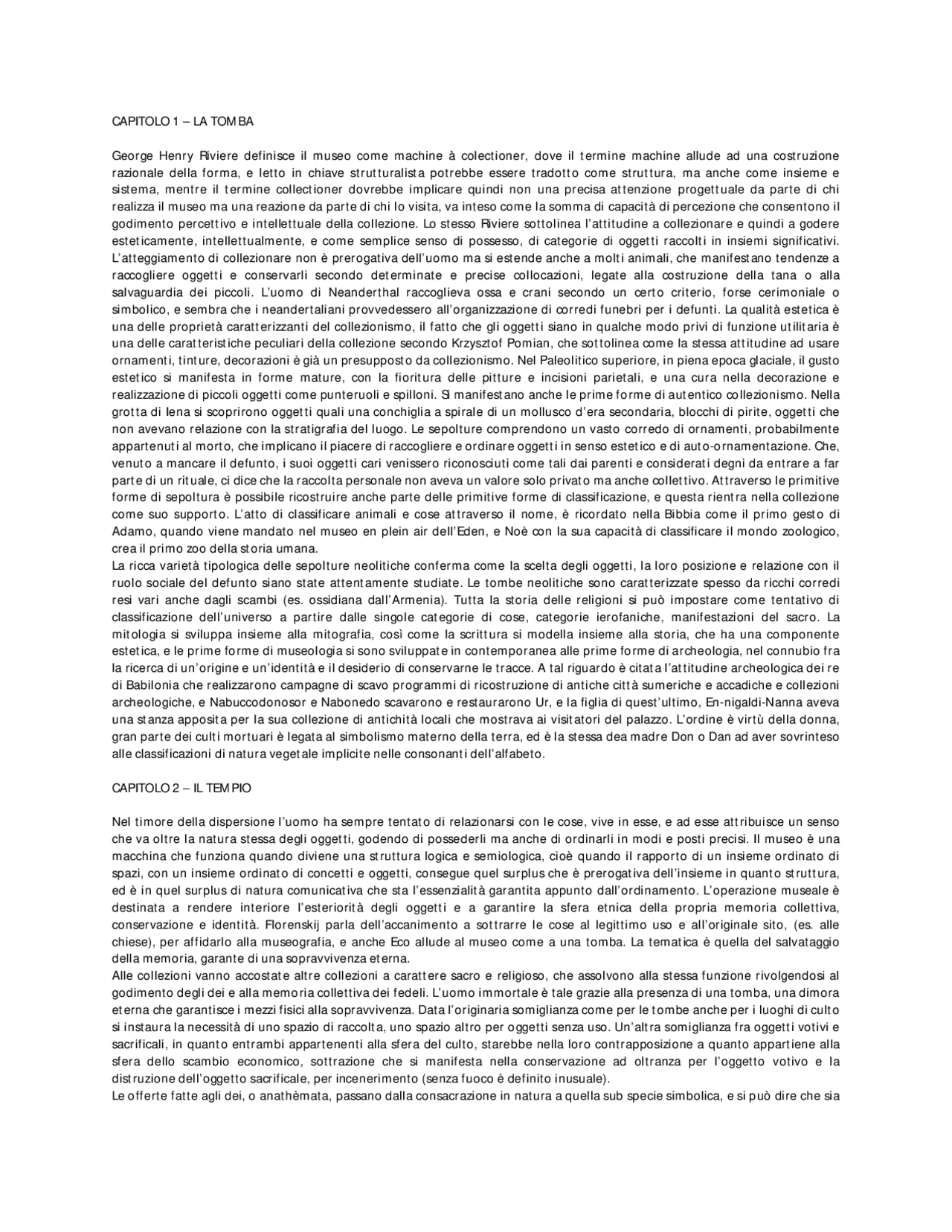 Riassunto Lidea Di Museo Ruggieri Tricoli Docsity