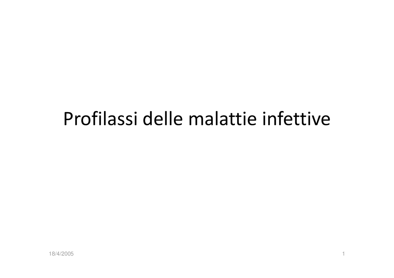 Profilassi Malattie Infettive Docsity