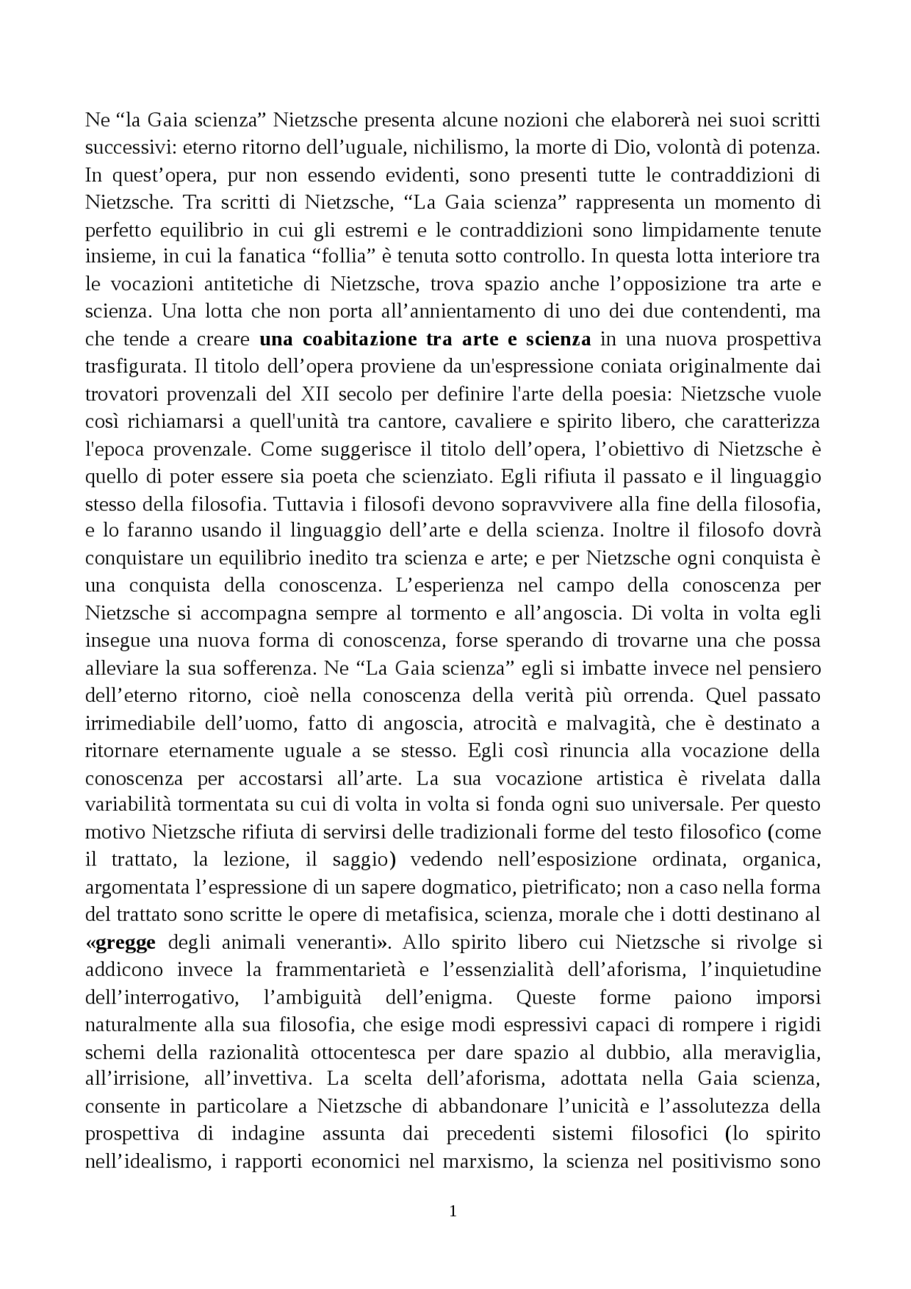 Dispense La Gaia scienza - Docsity