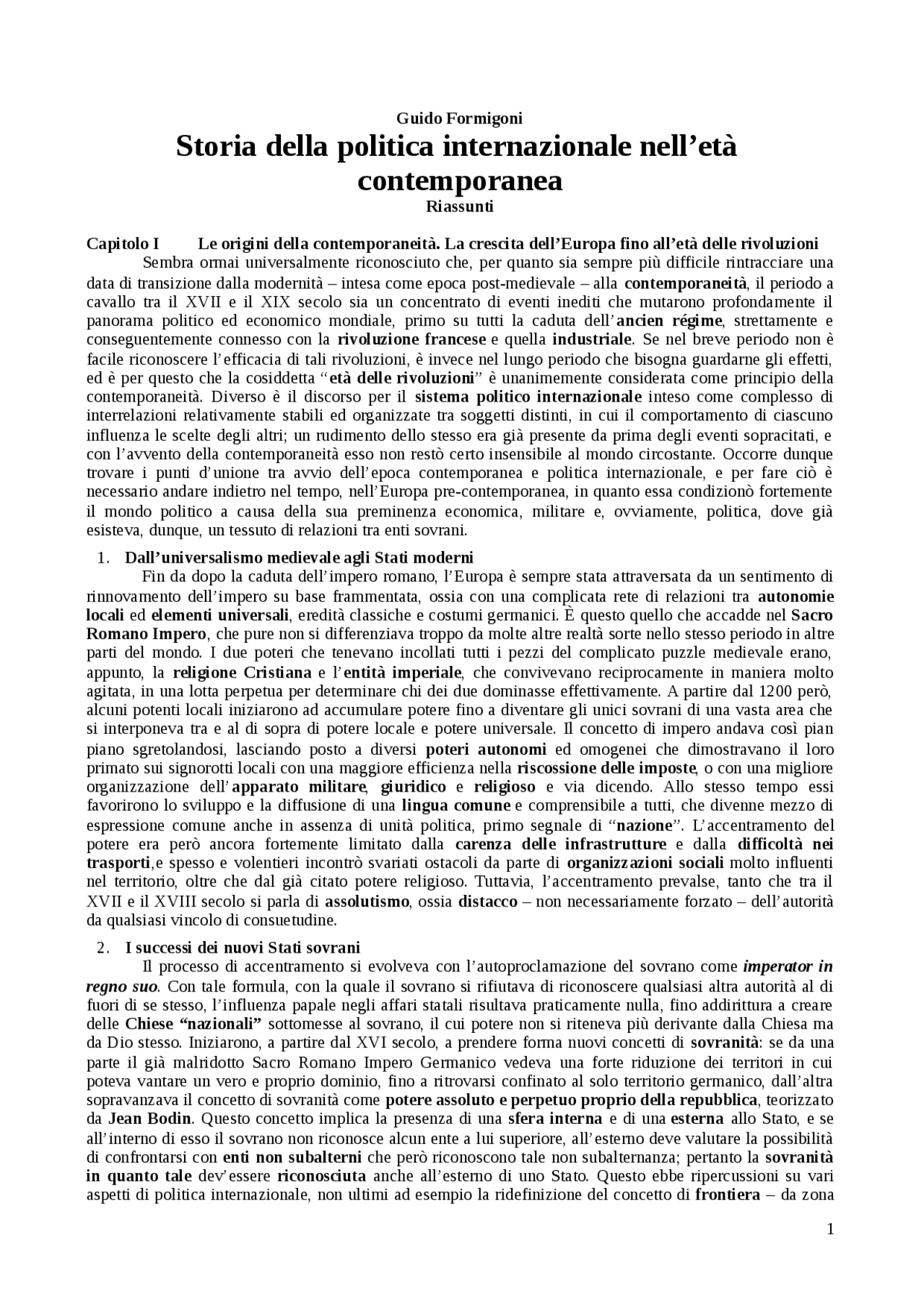 Riassunti Formigoni Docsity