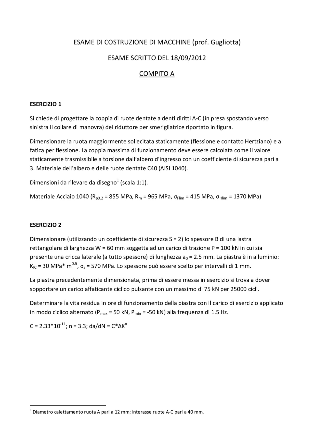 Esame Costruzioni Di Macchine Gugliotta Docsity