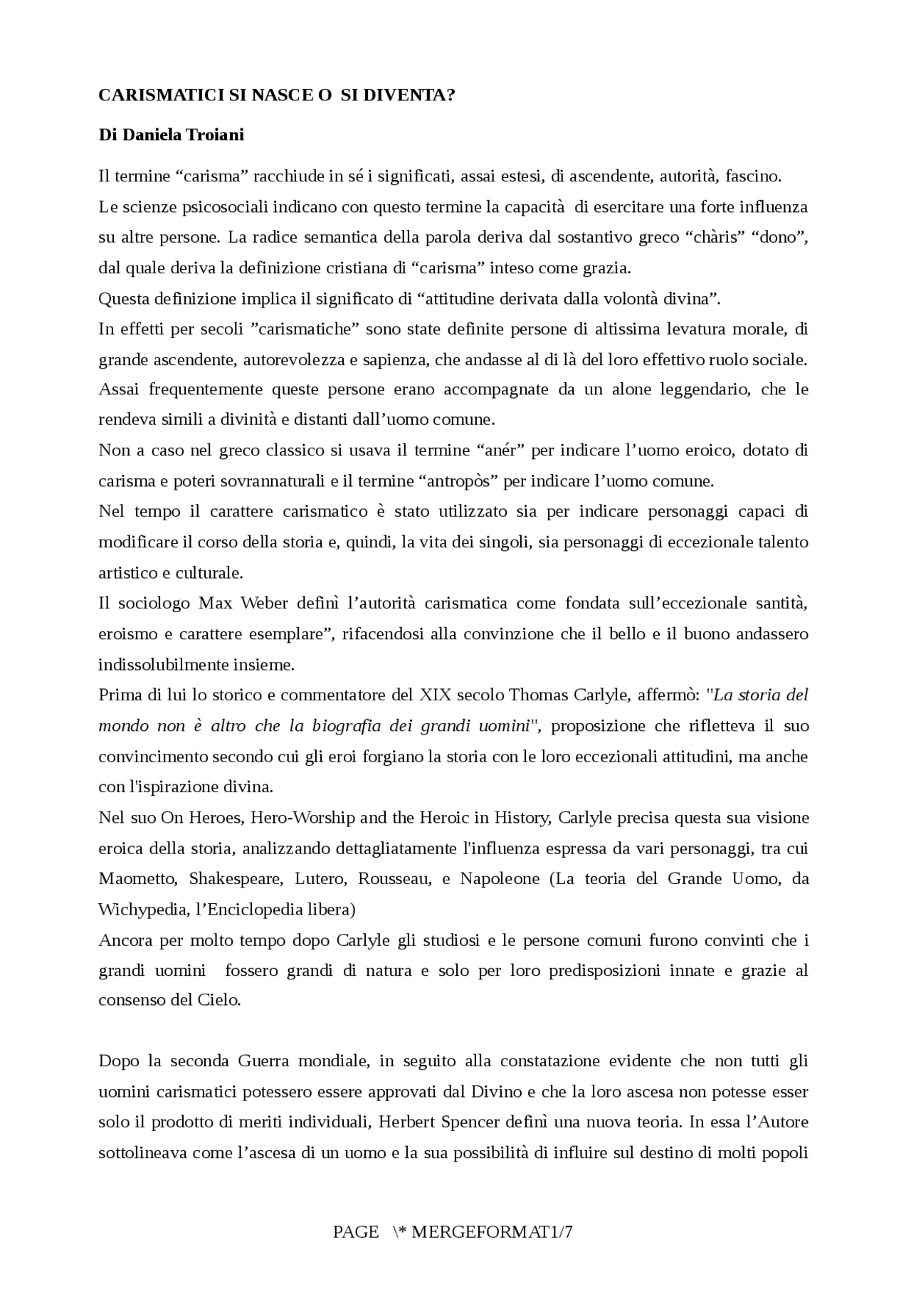 Carismatici Si Nasce O Si Diventa Docsity