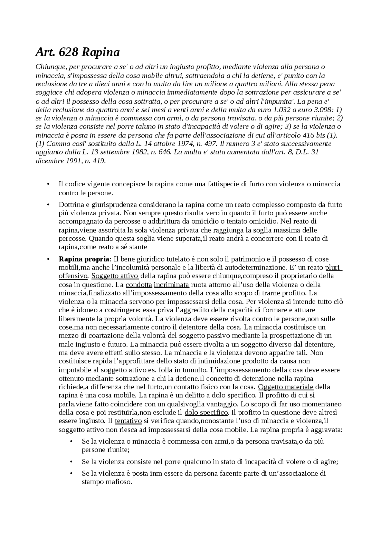 La Rapina Docsity
