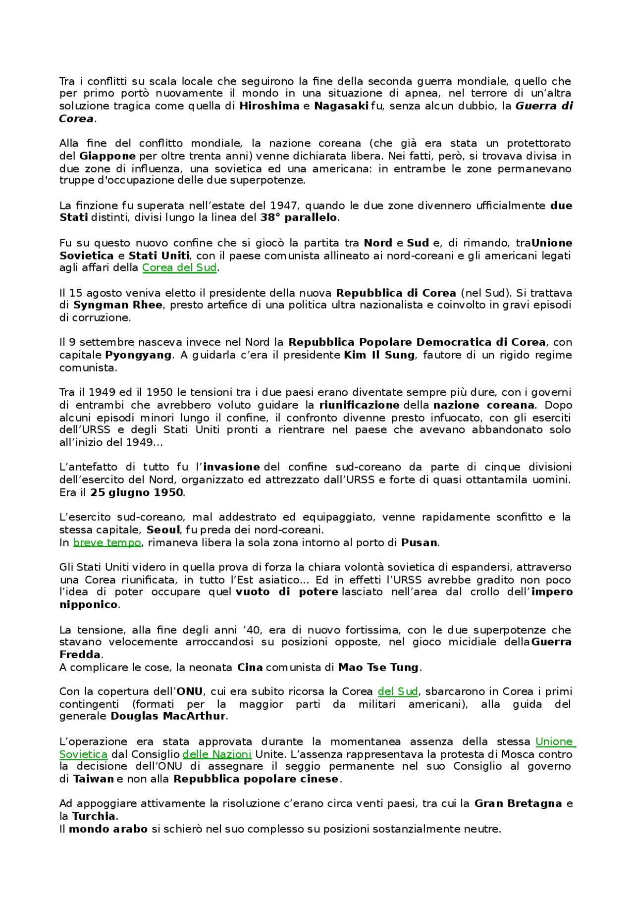 Guerra Di Corea Docsity