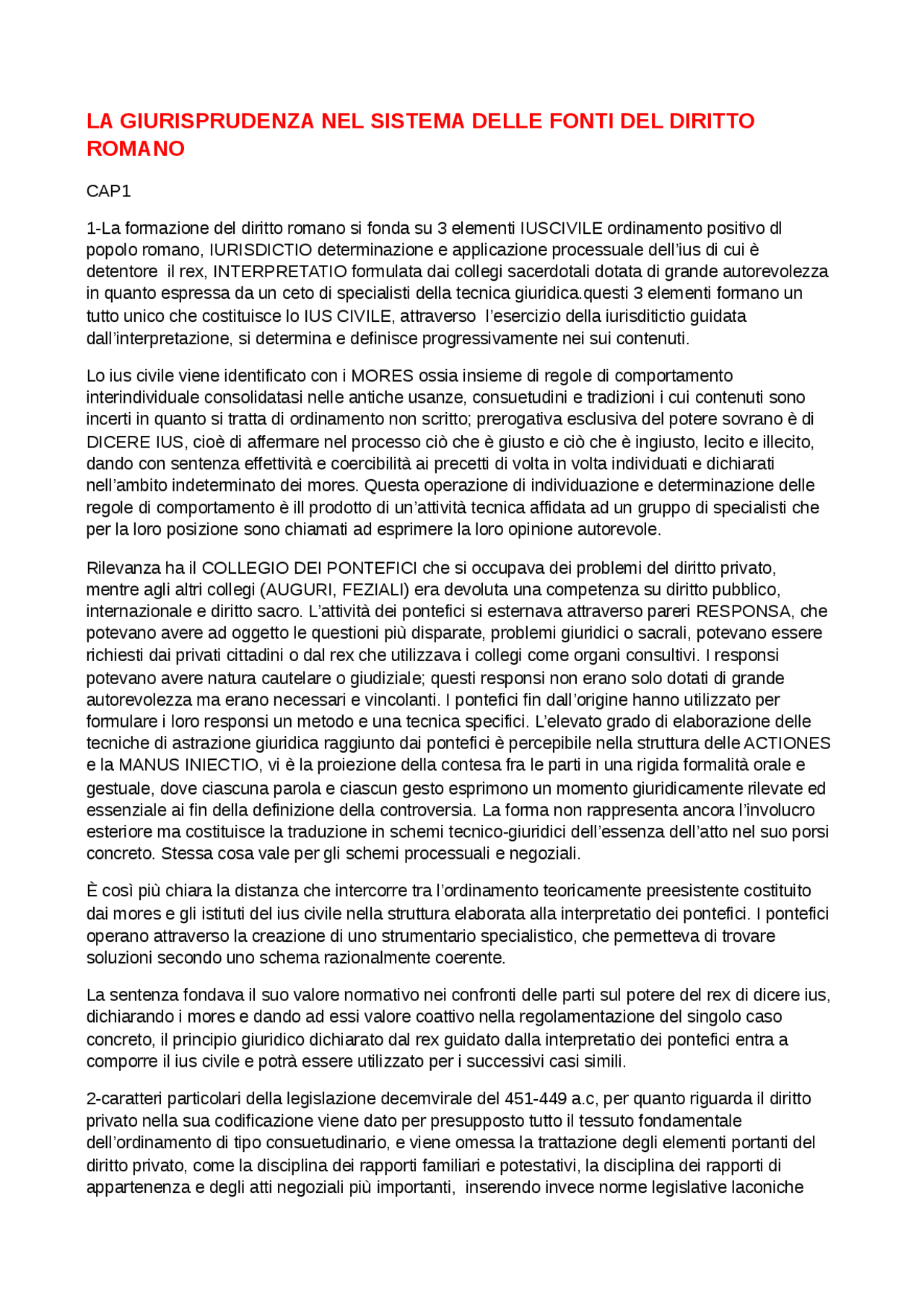 La Giurisprudenza E Le Fonti Docsity