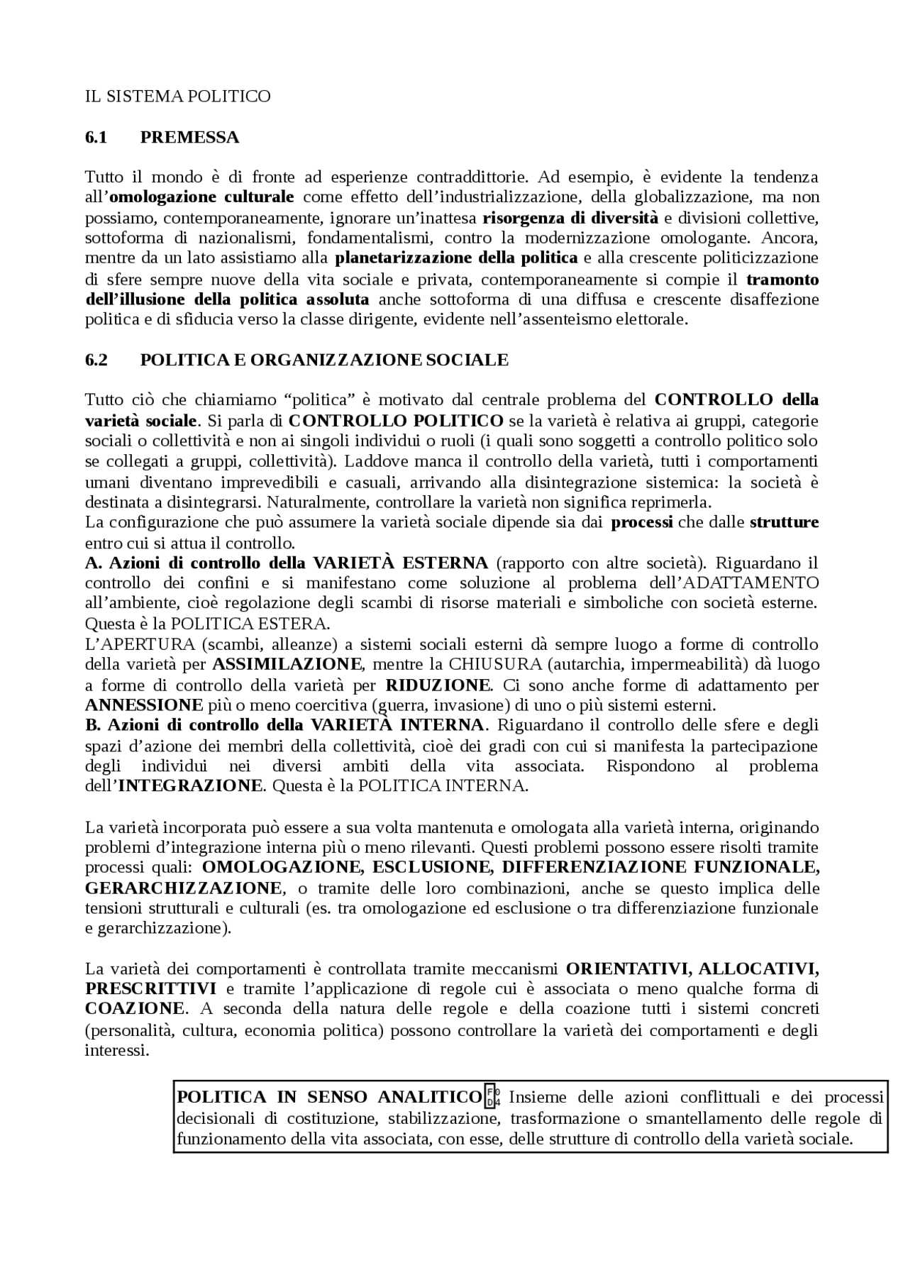 Sistema Politico Sociologia Docsity