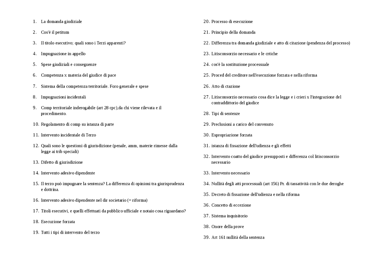 Domande Procedura Civile Docsity